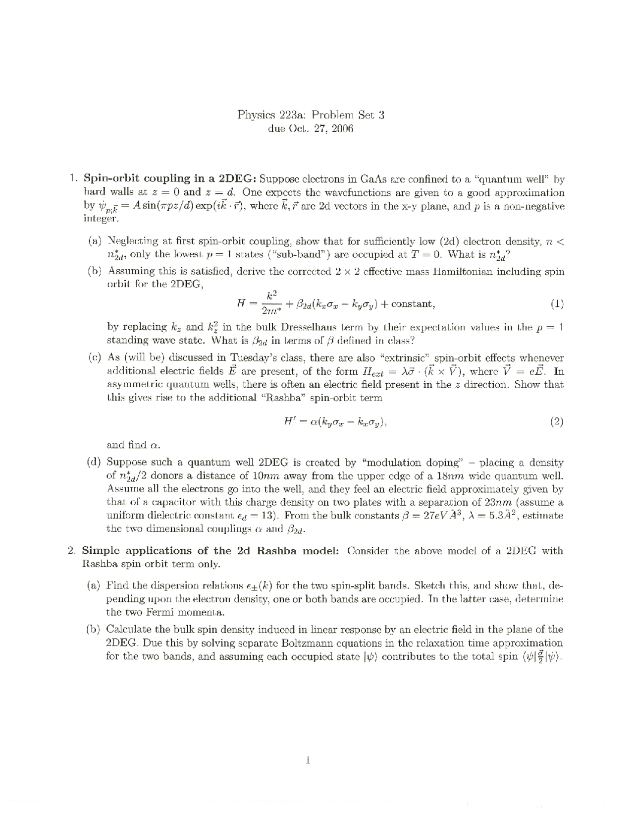 Problem Set 3 Solutions Signal Transduction Fall 2006 Mcdb 223