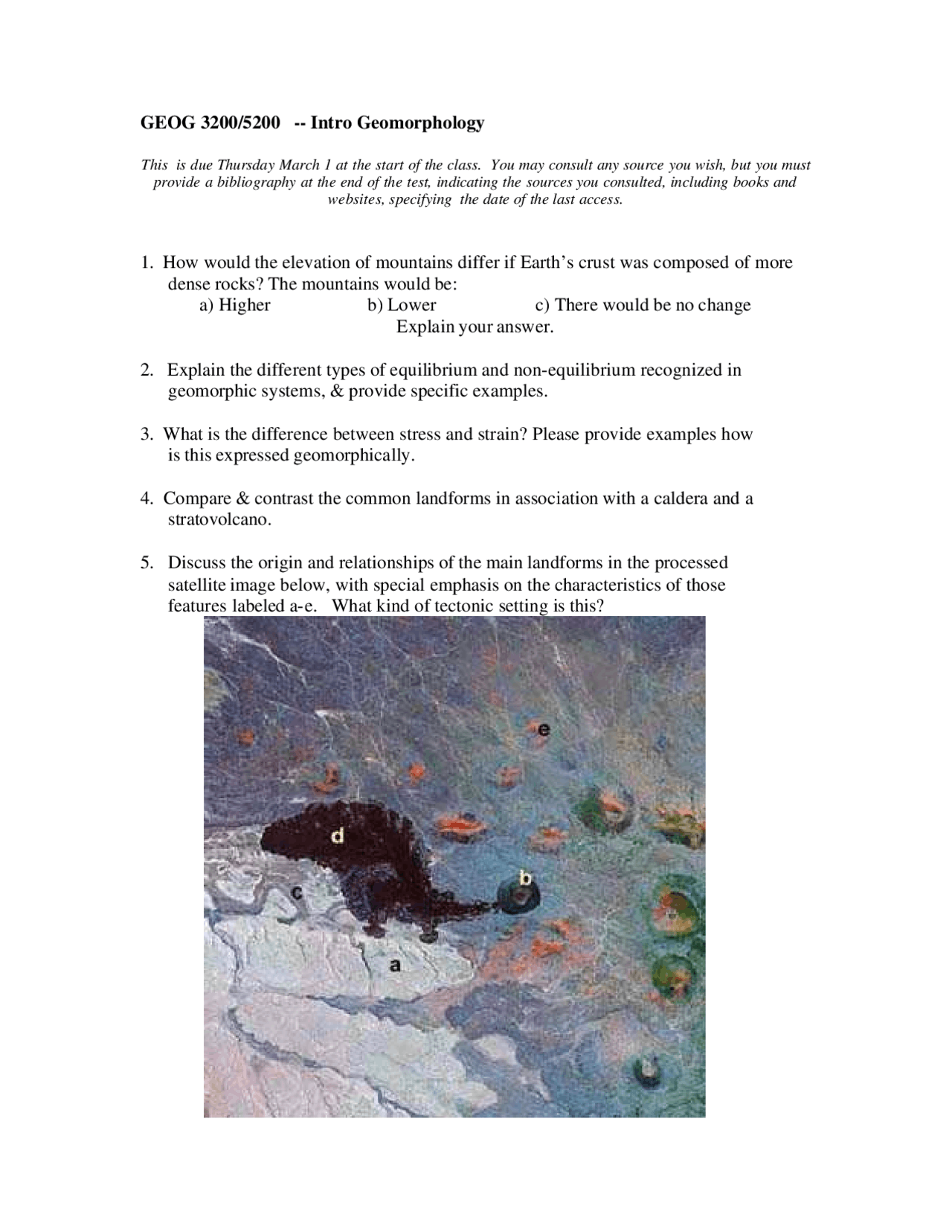 Introduction To Geomorphology Exam Review Sheet Geog 3200 Docsity