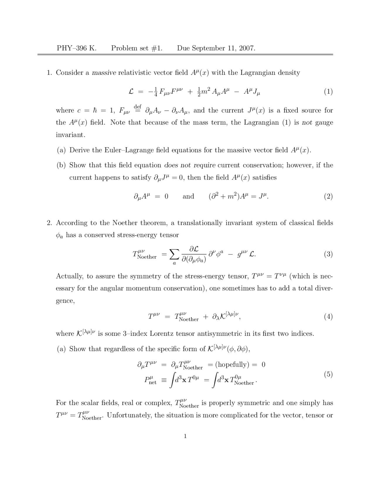 2 Solved Problems On Relativistic Vector Assignment 1 Phy 396k