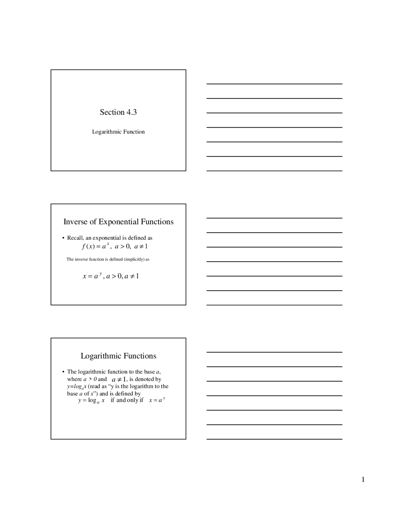 Algorithms Inverse Of Exponential Functions Slides Mac 1140 Docsity