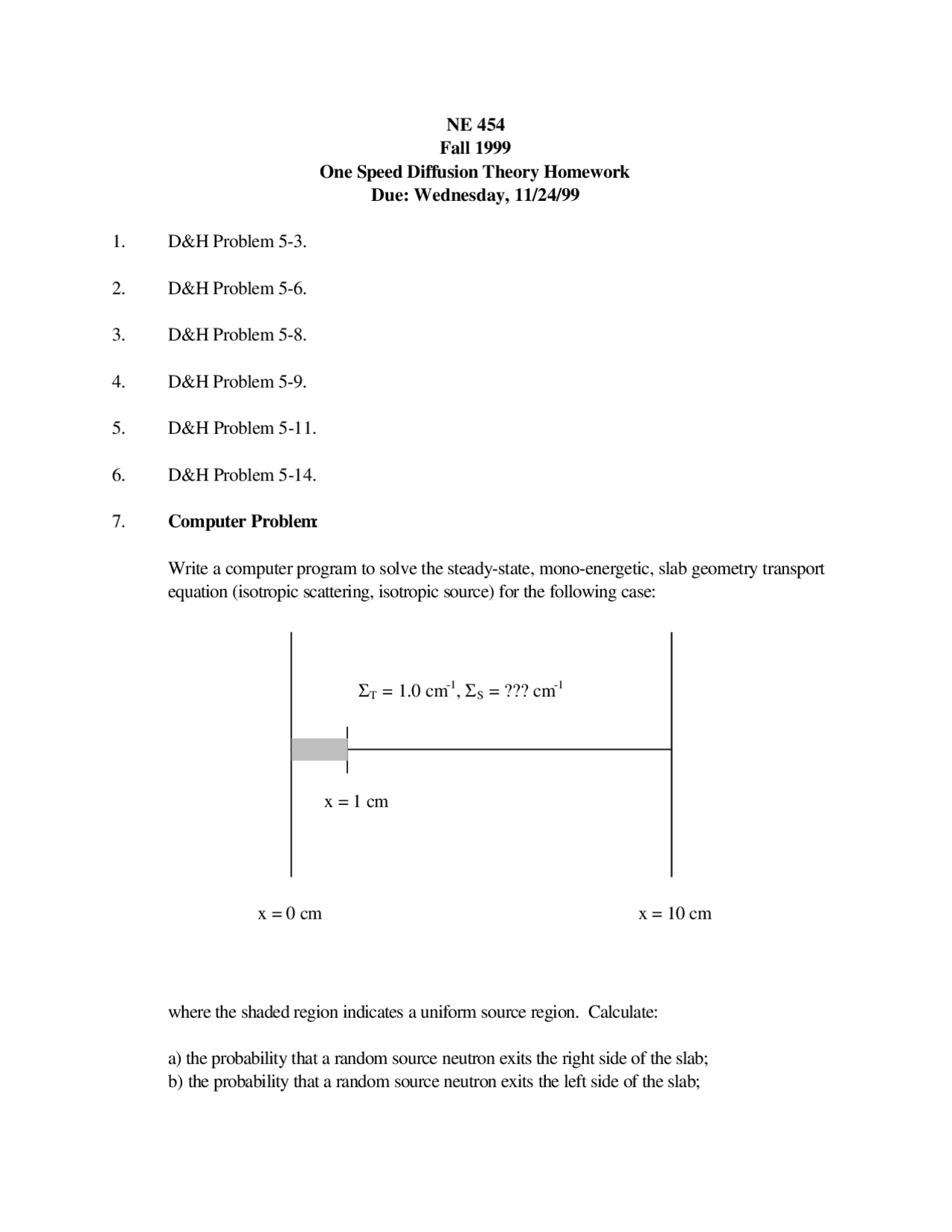 Homework 4 Questions For Neutronic Analysis I Ne 451 Docsity
