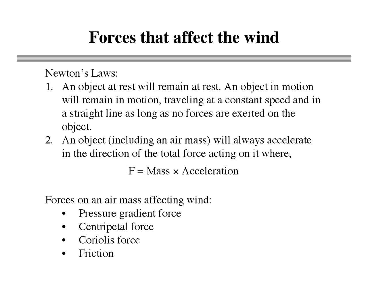 Forces That Affect The Wind Lecture Slides Nats 101 Docsity