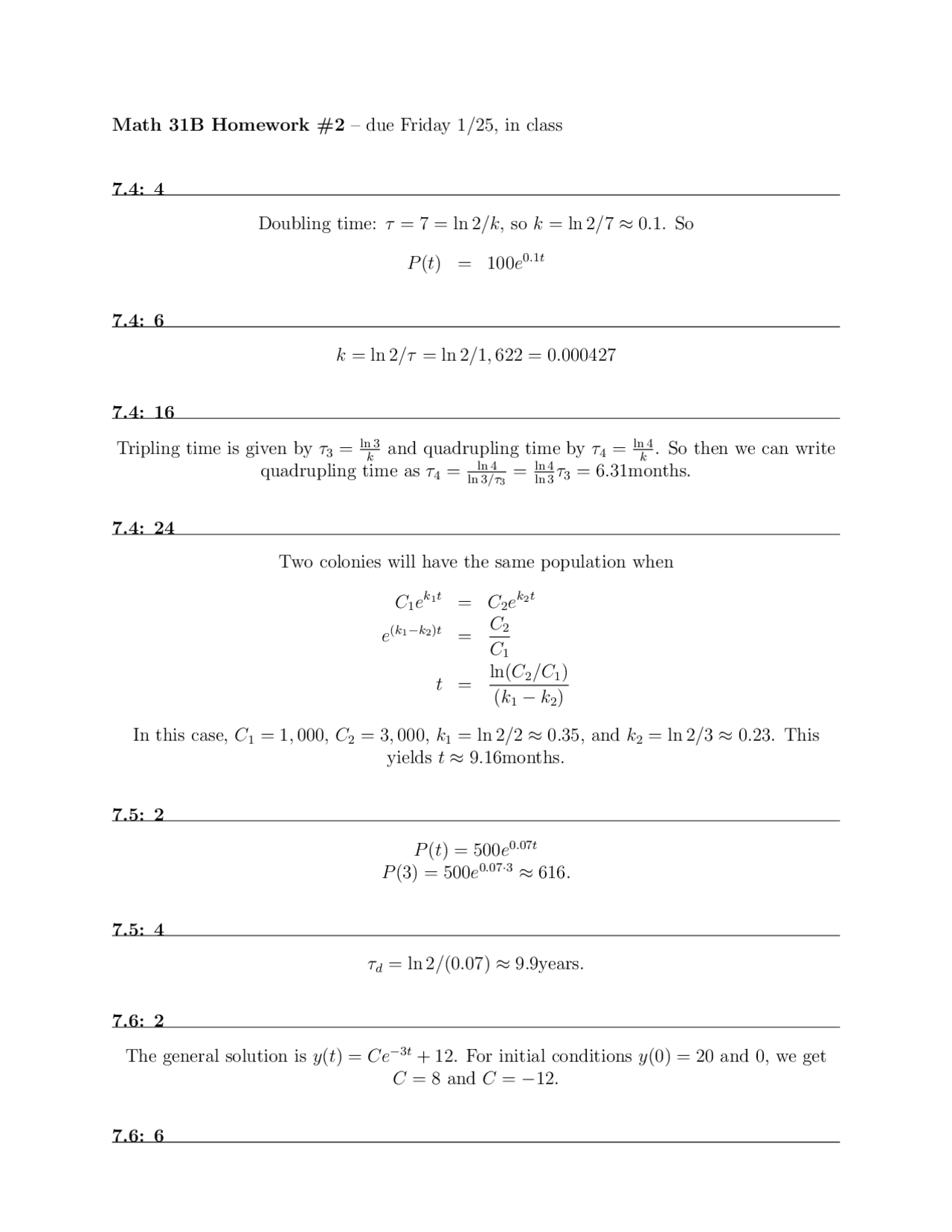 Homework 2 Solutions Integration And Infinite Series Math 31b Docsity