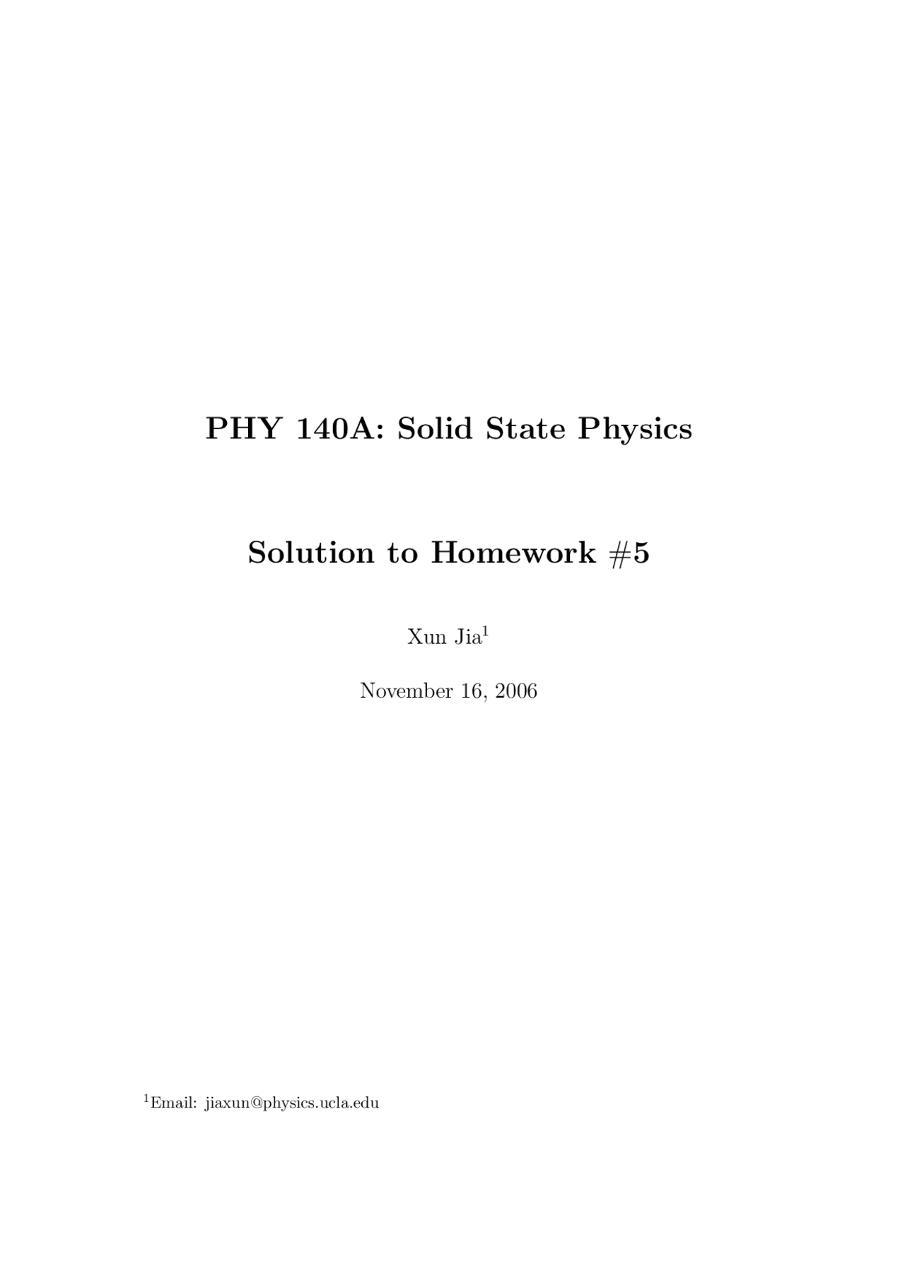 Solution To Homework 5 Introduction To Solid State Physics Physics