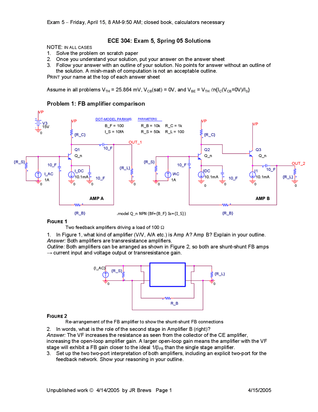 Old Exam 5 With Answers Design Of Electronic Circuits Ece 304 Docsity