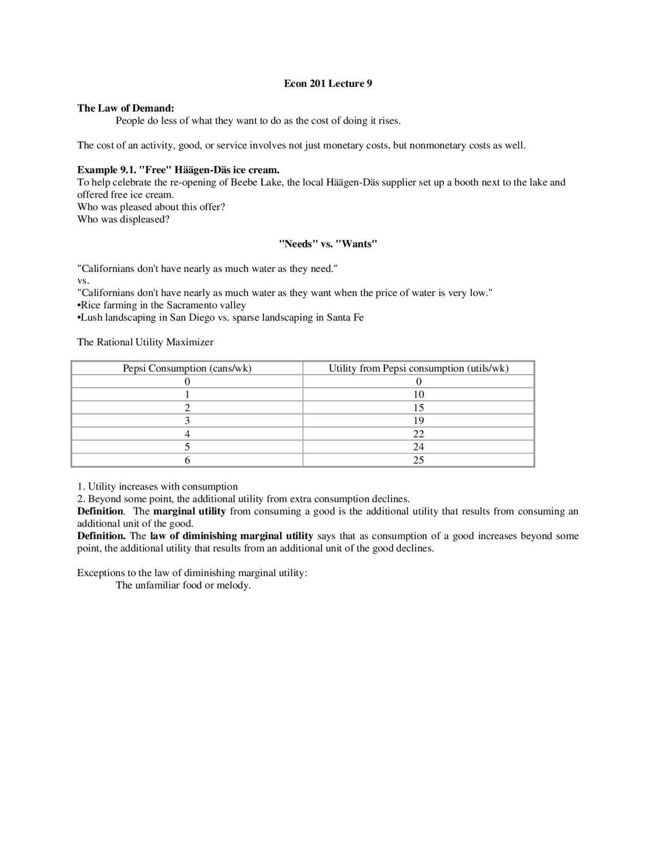 Notes On The Law Of Demand Lecture Econ 201 Docsity