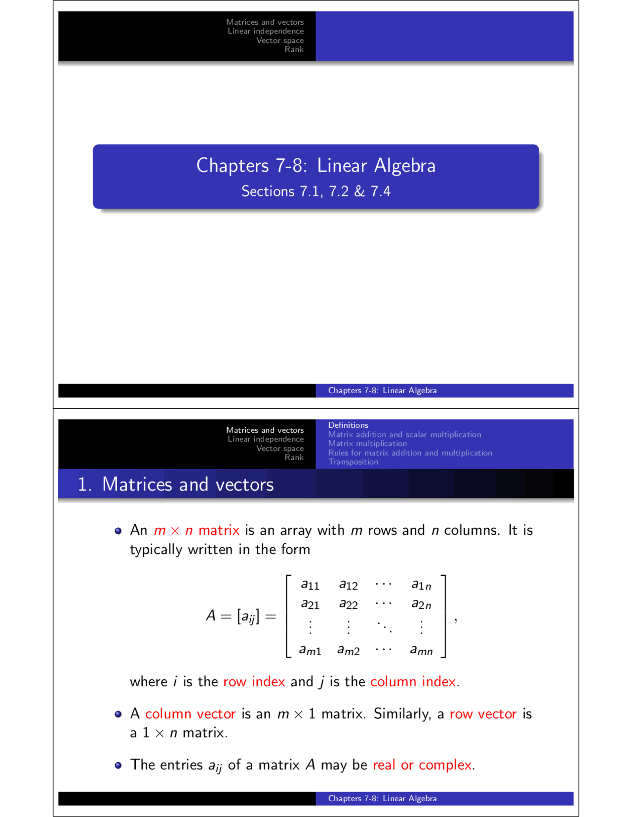Matrices And Vectors Mathematical Analysis For Engineers Math 322