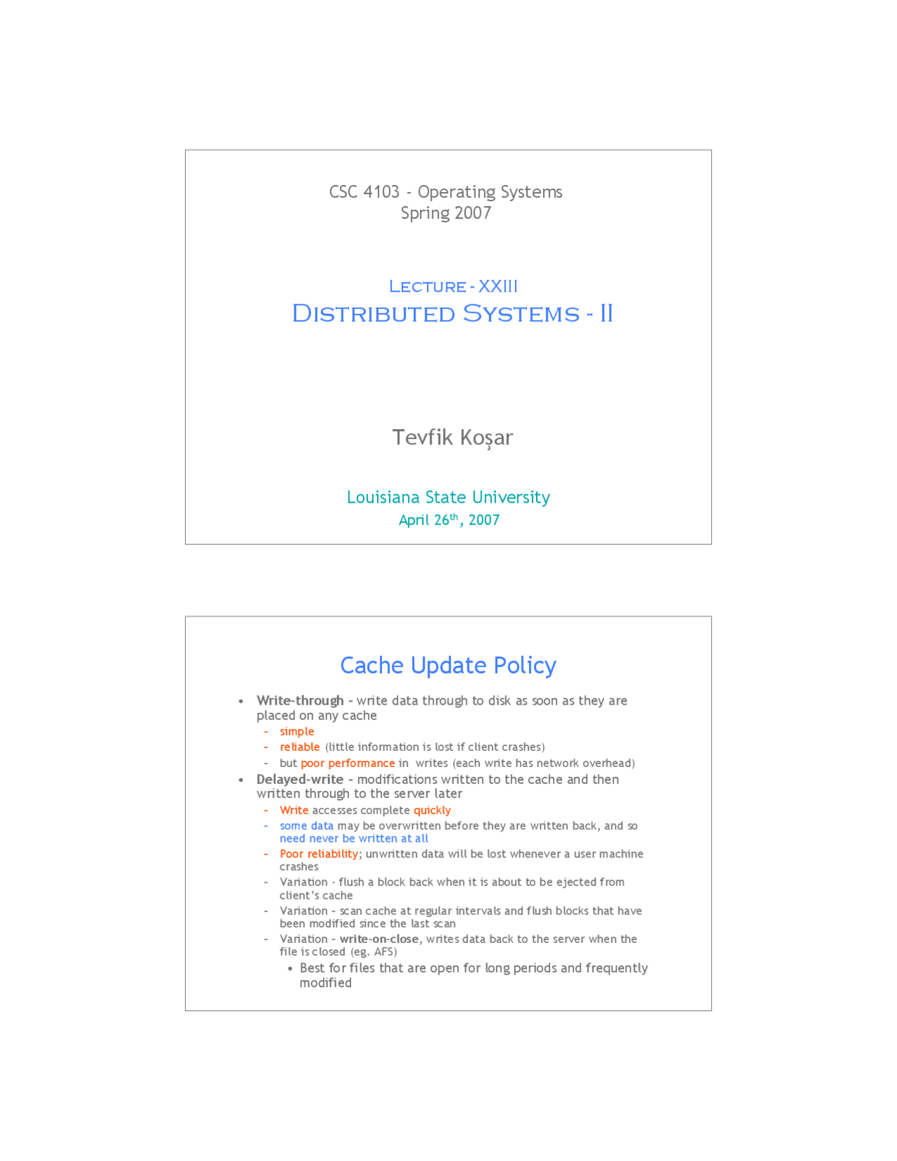 Distributed Systems Ii Lecture Slides Csc 4103 Docsity