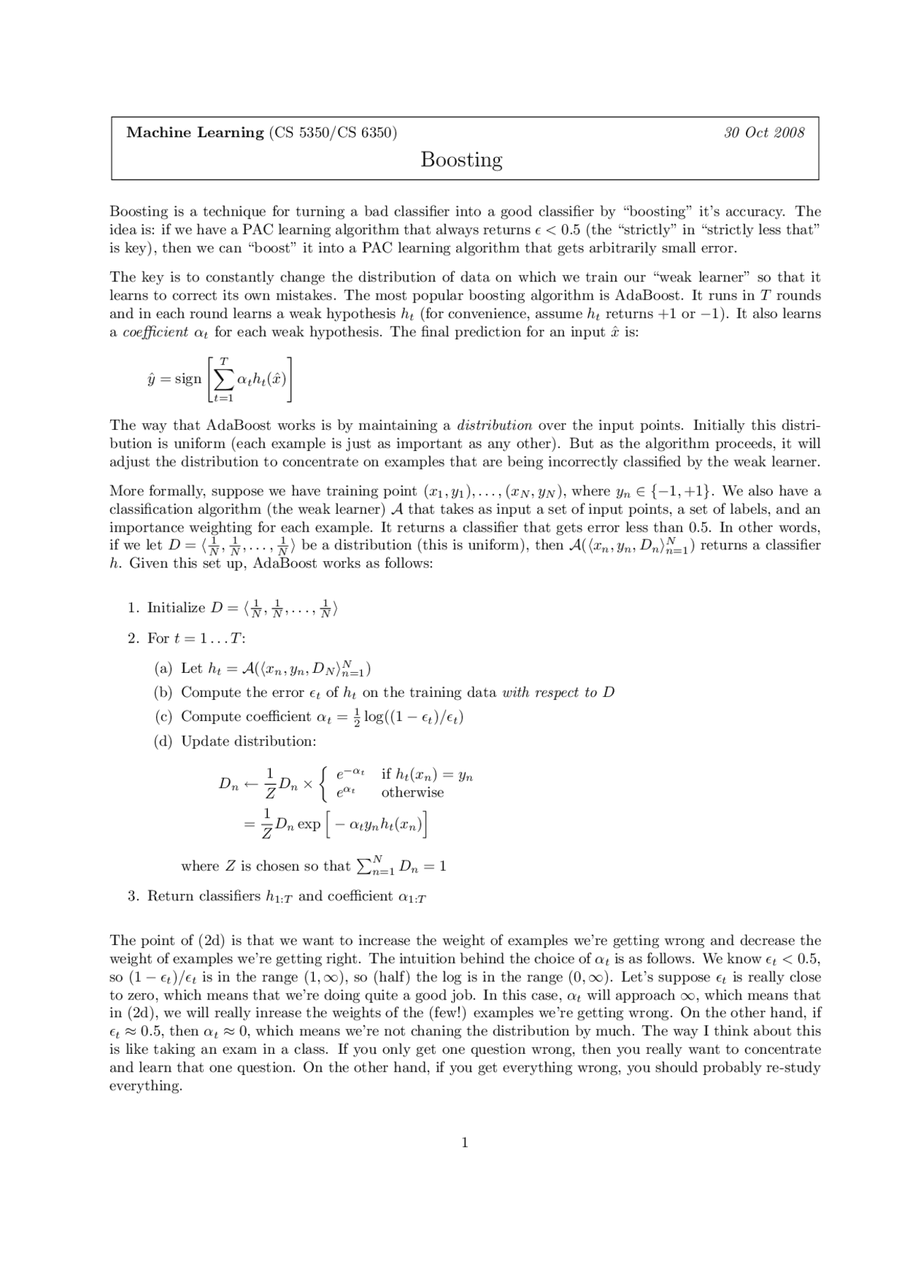 Machine Learning Solved Questions For Final Exam Boosting Cs 5350