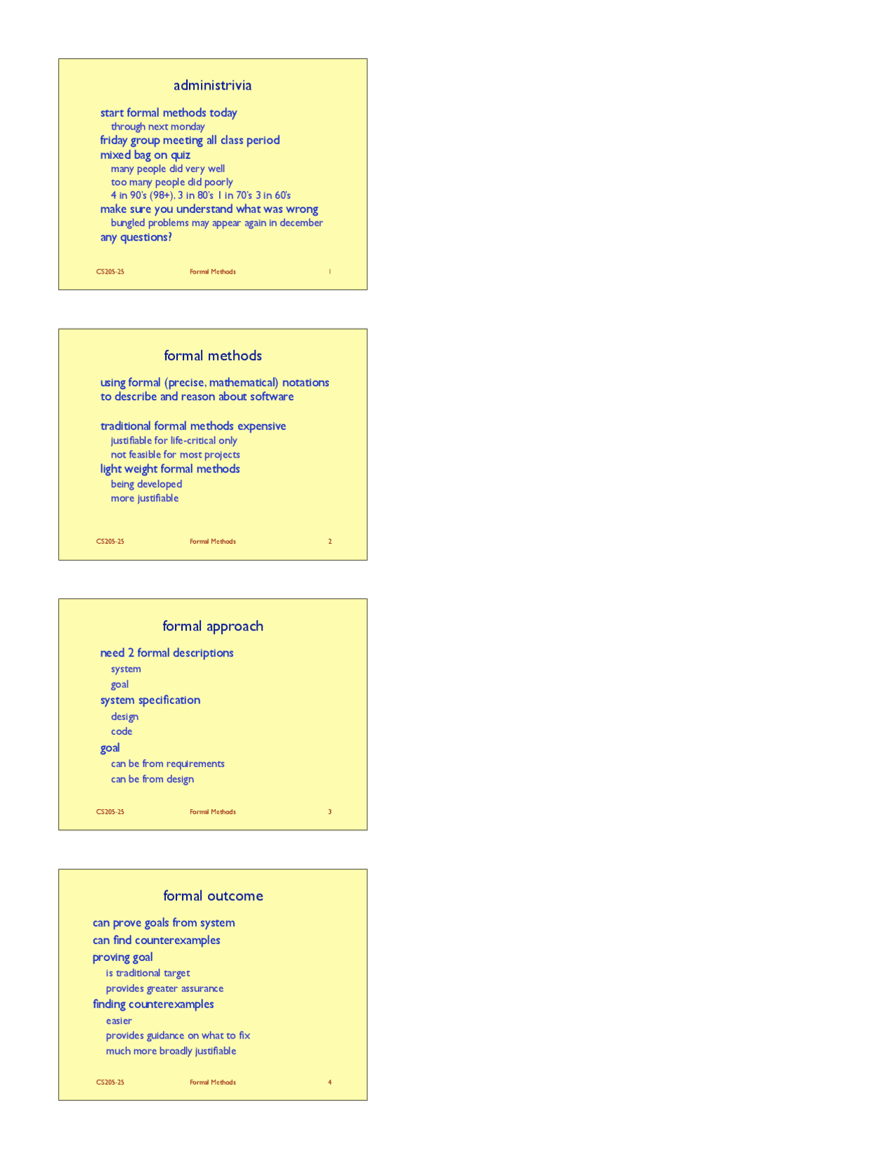 Formal Methods Quiz Software Engineering Cs 205 Docsity