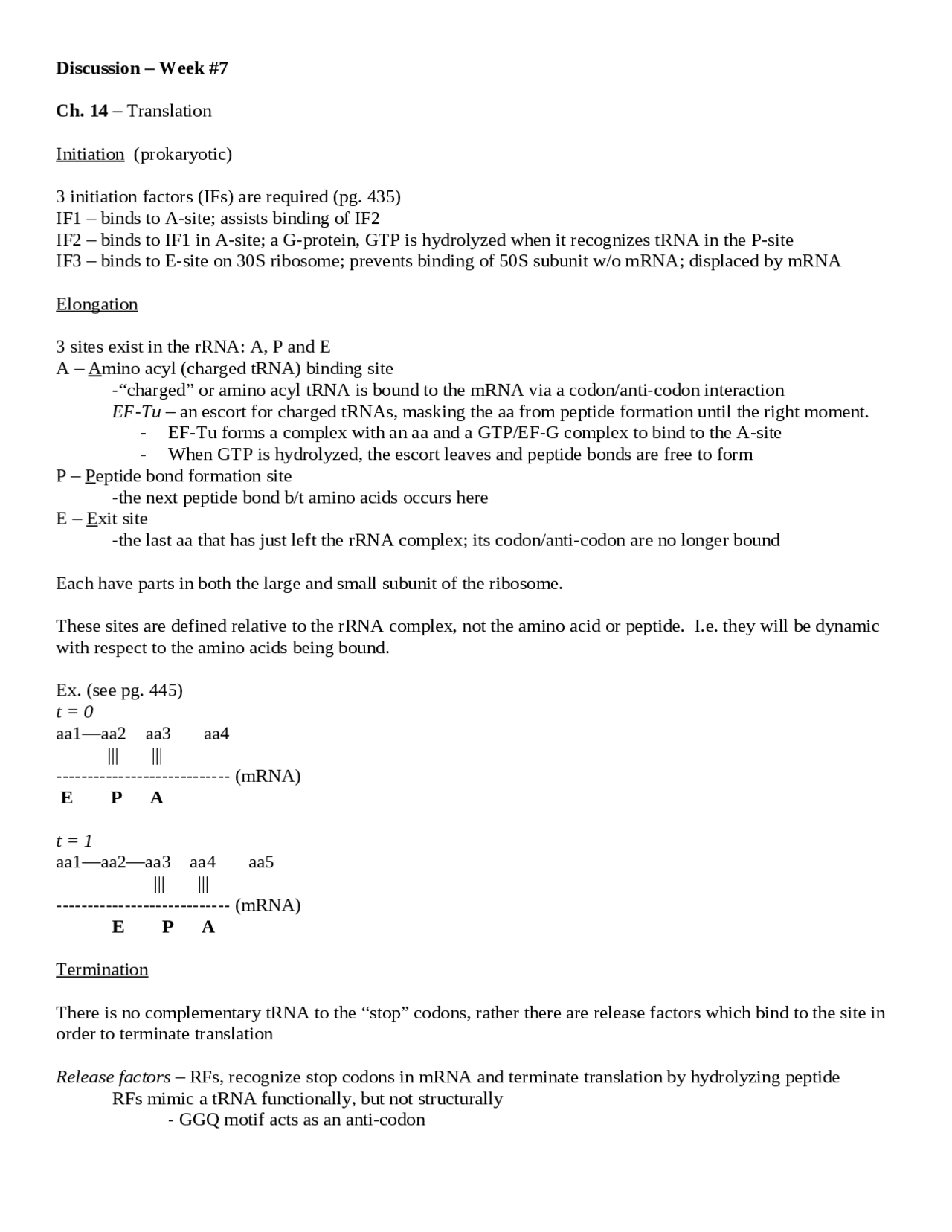 Translation Introduction To Molecular Biology Lifesci 3 Docsity