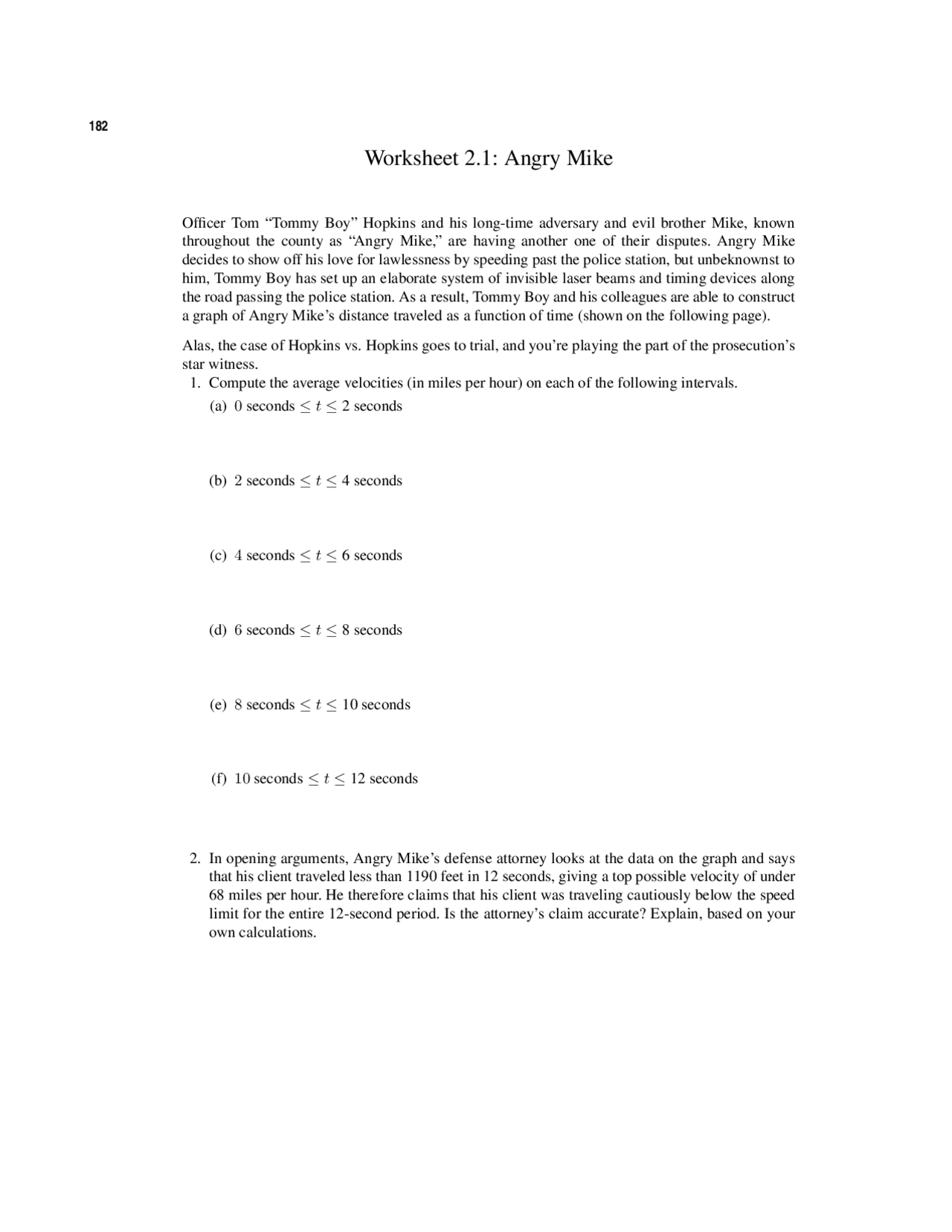 5 Questions On The Angry Mike Thesis Math 124 Docsity