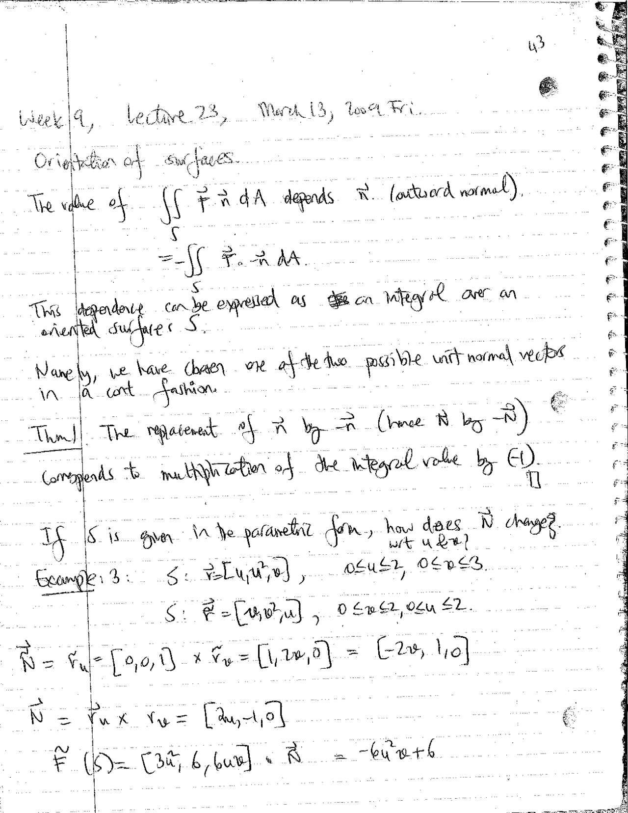 Orientation Of Surfaces Handwritten Notes Math 4038 Docsity