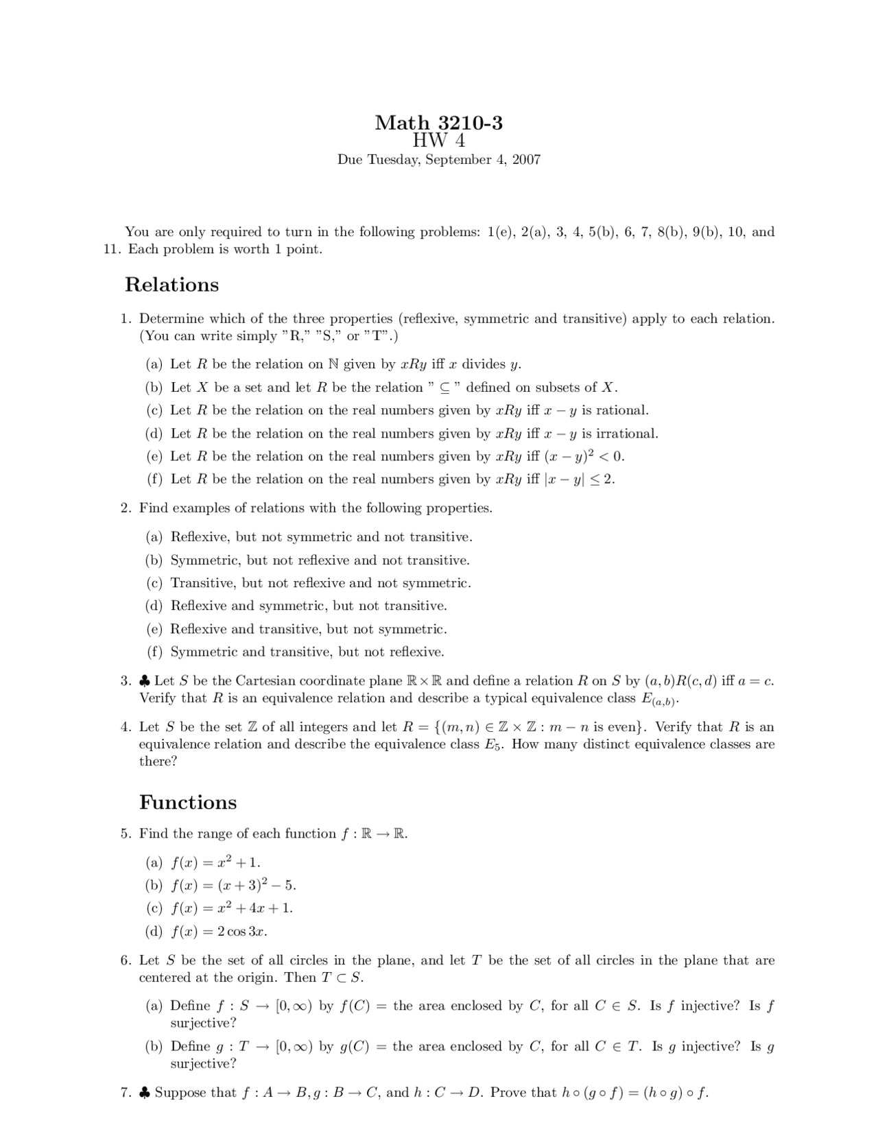 Homework 4 Questions For Fundamentals Of Analysis I Math 3210 Assignments Mathematics Docsity