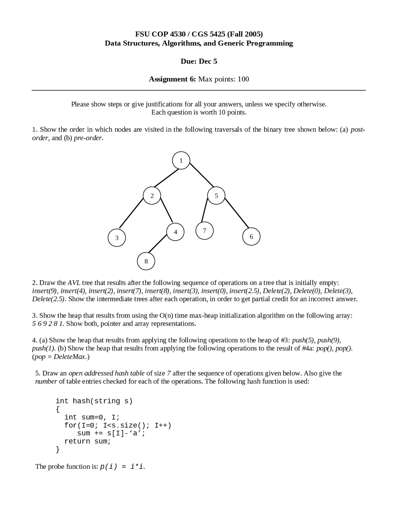 Assignment Vi For Data Structures Algorithms And Generic Programming 3872