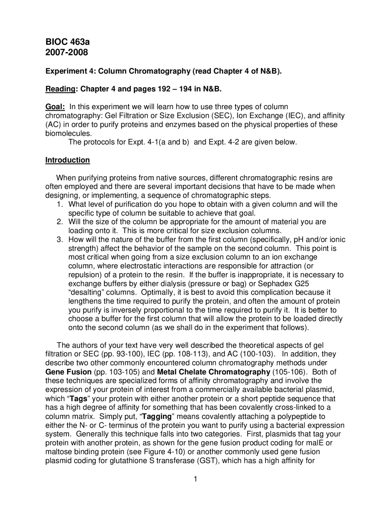 Column Chromatography - Biochemical Laboratory Techniques – Experiment ...