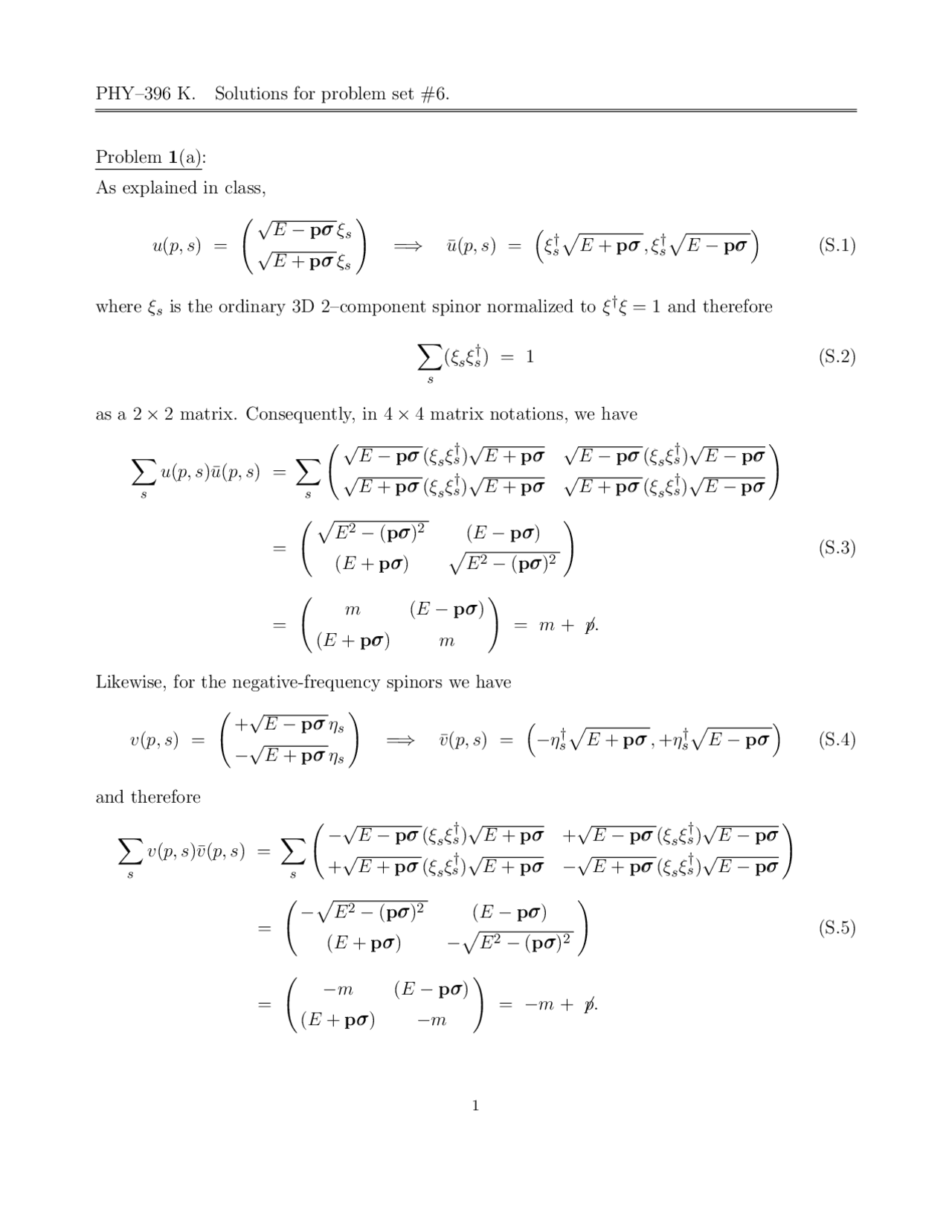 3 Solved Problems On The Matrix Notation Homework 6 Phy 396k Docsity