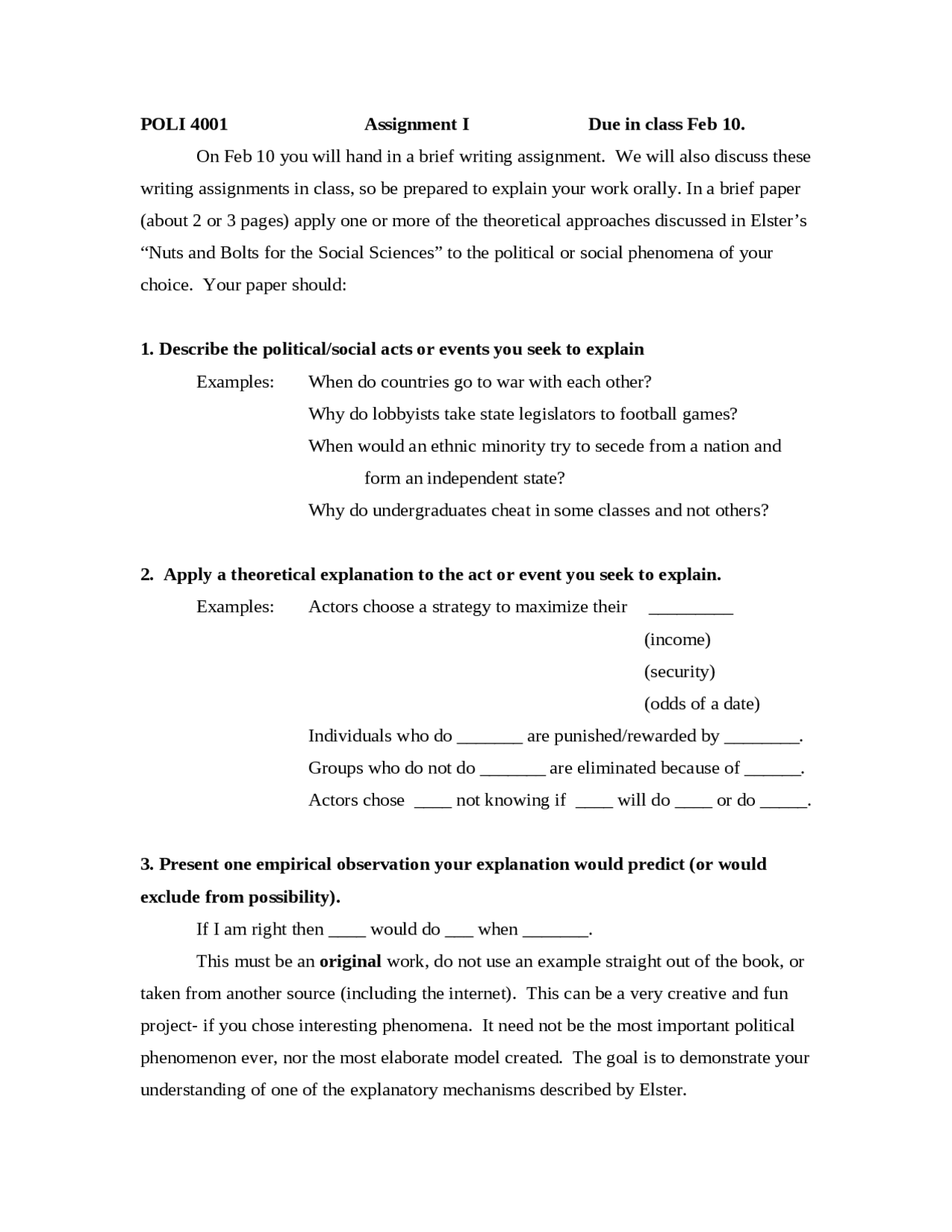 Assignment 1 For Research Methods In Political Science Poli 4001