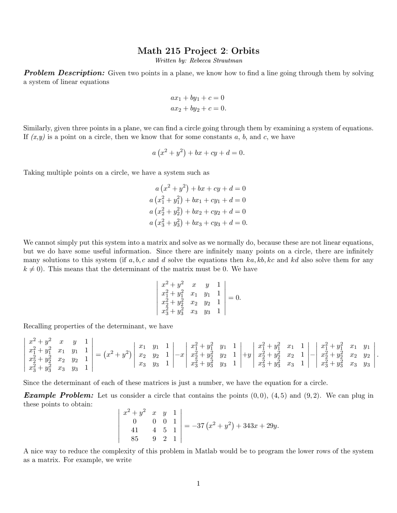 Orbits Problems Introduction To Linear Algebra Math 215 Docsity