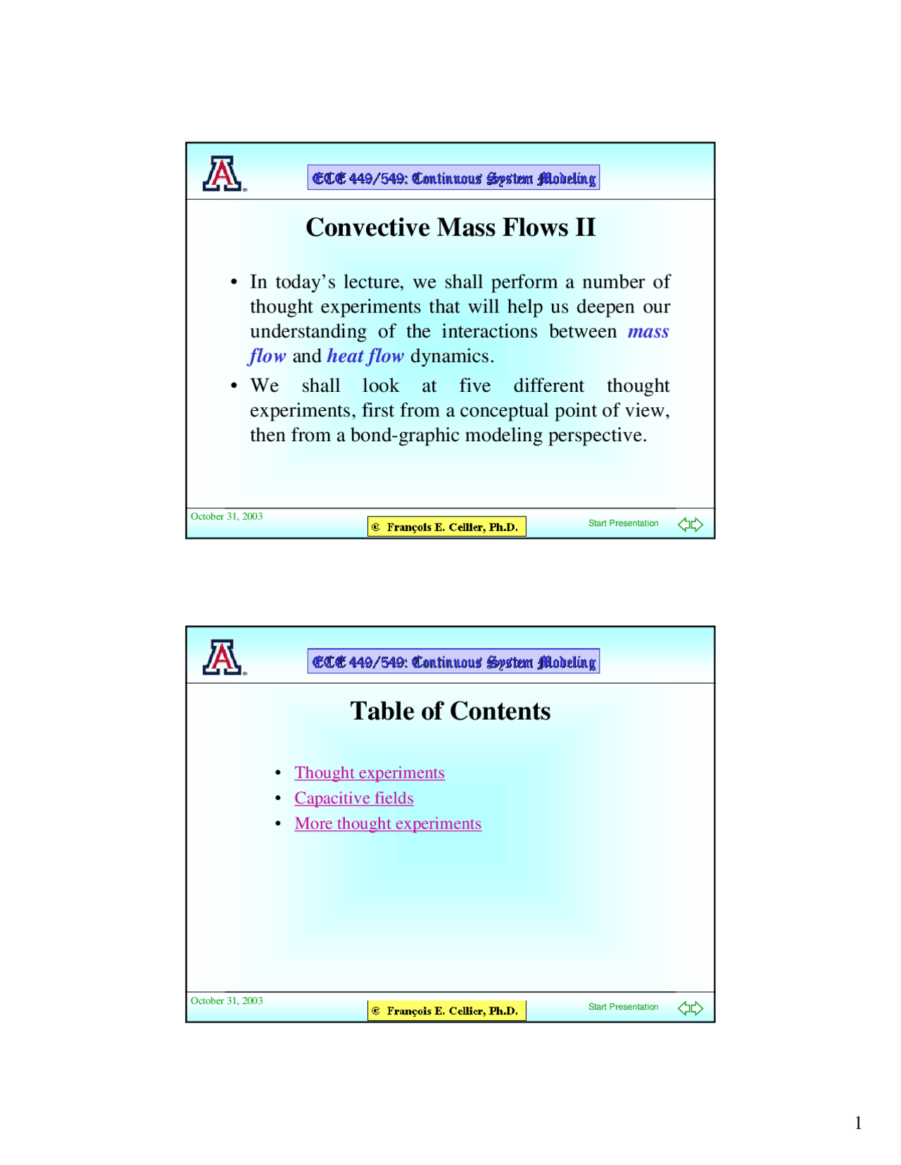 Convective Mass Flows Ii Continuous System Modeling Ece 449 Docsity