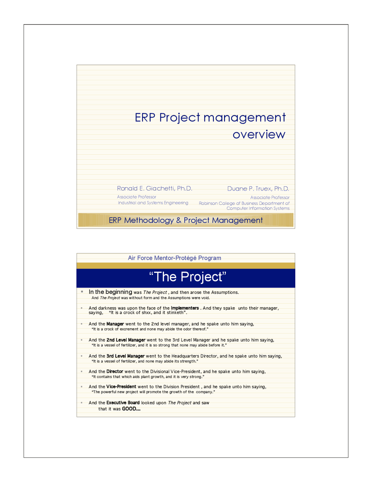 Lecture Slides on ERP Methodology and Project Management | MBA 8125 ...