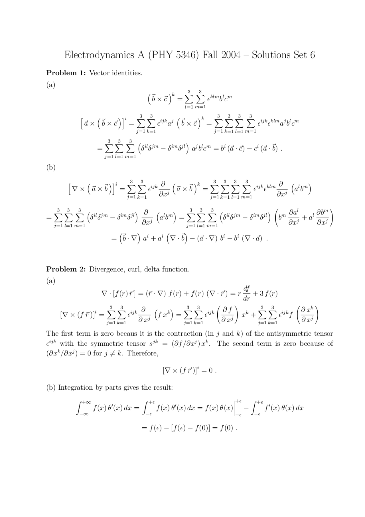 Solutions Set 9 Electrodynamics A Fall 2004 Phy 5346 Docsity