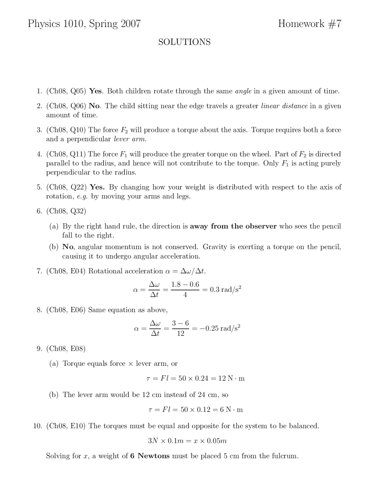 Homework 7 With Solutions For The Way Things Work Phys 1010 Docsity