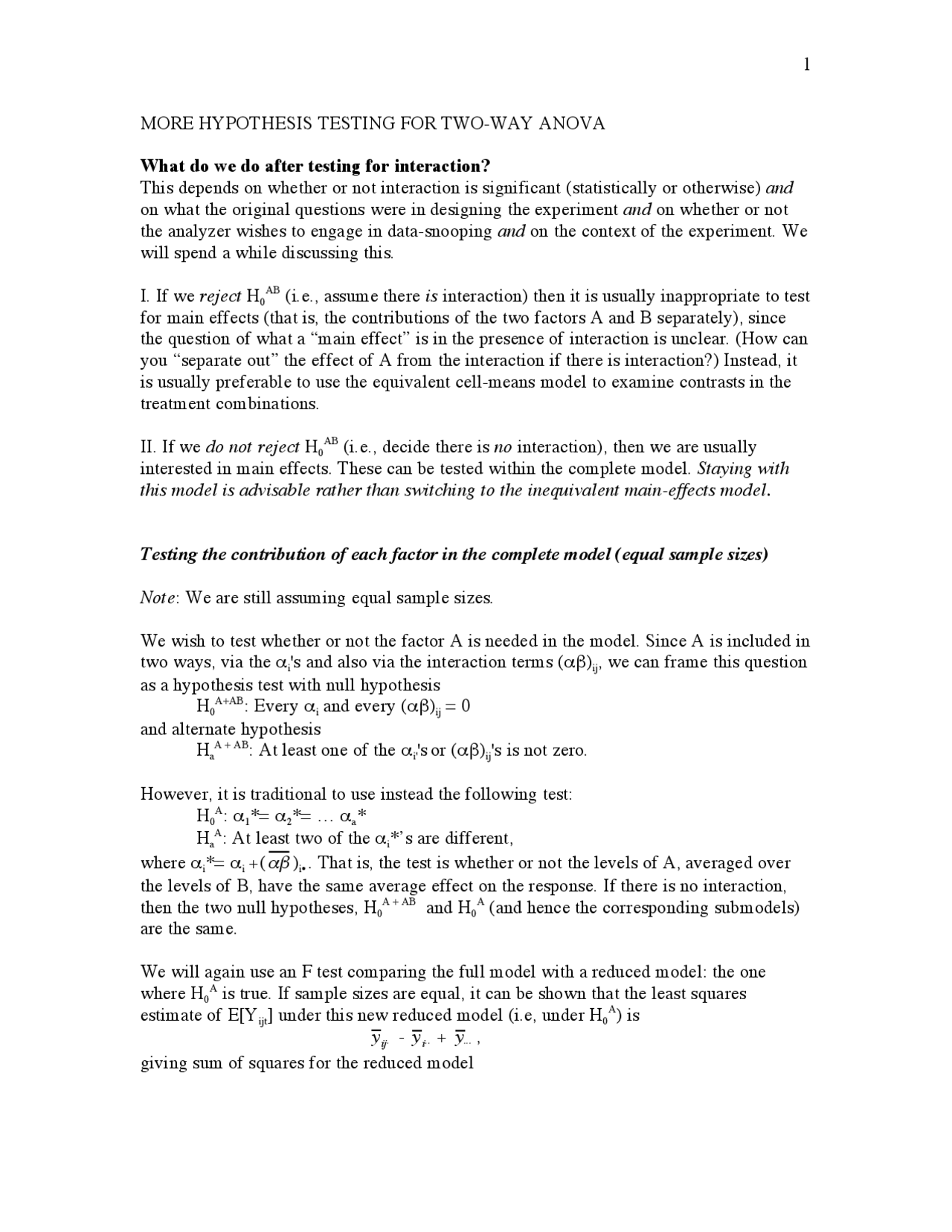 Hypothesis Testing For More Than Two Way ANOVA - Study Guide | F A 1 ...