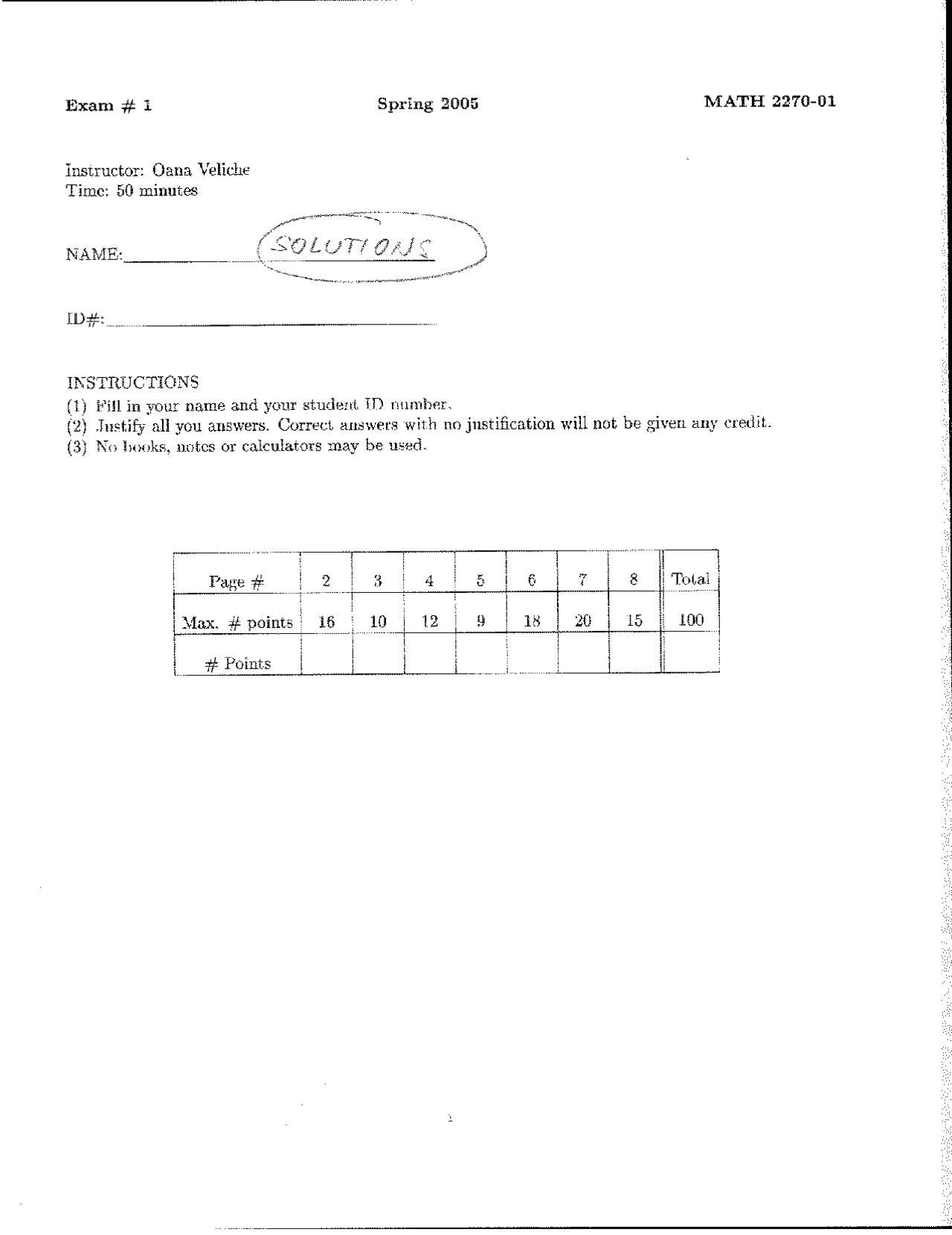 7 Solved Problems On Linear Algebra Examination 1 Math 2270 Docsity