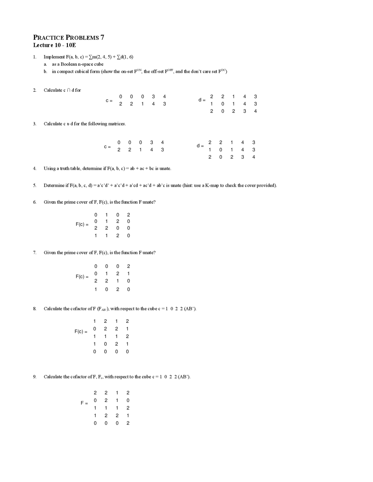 18 Questions Practice Exam Computer Aided Logic Design Ece 474a