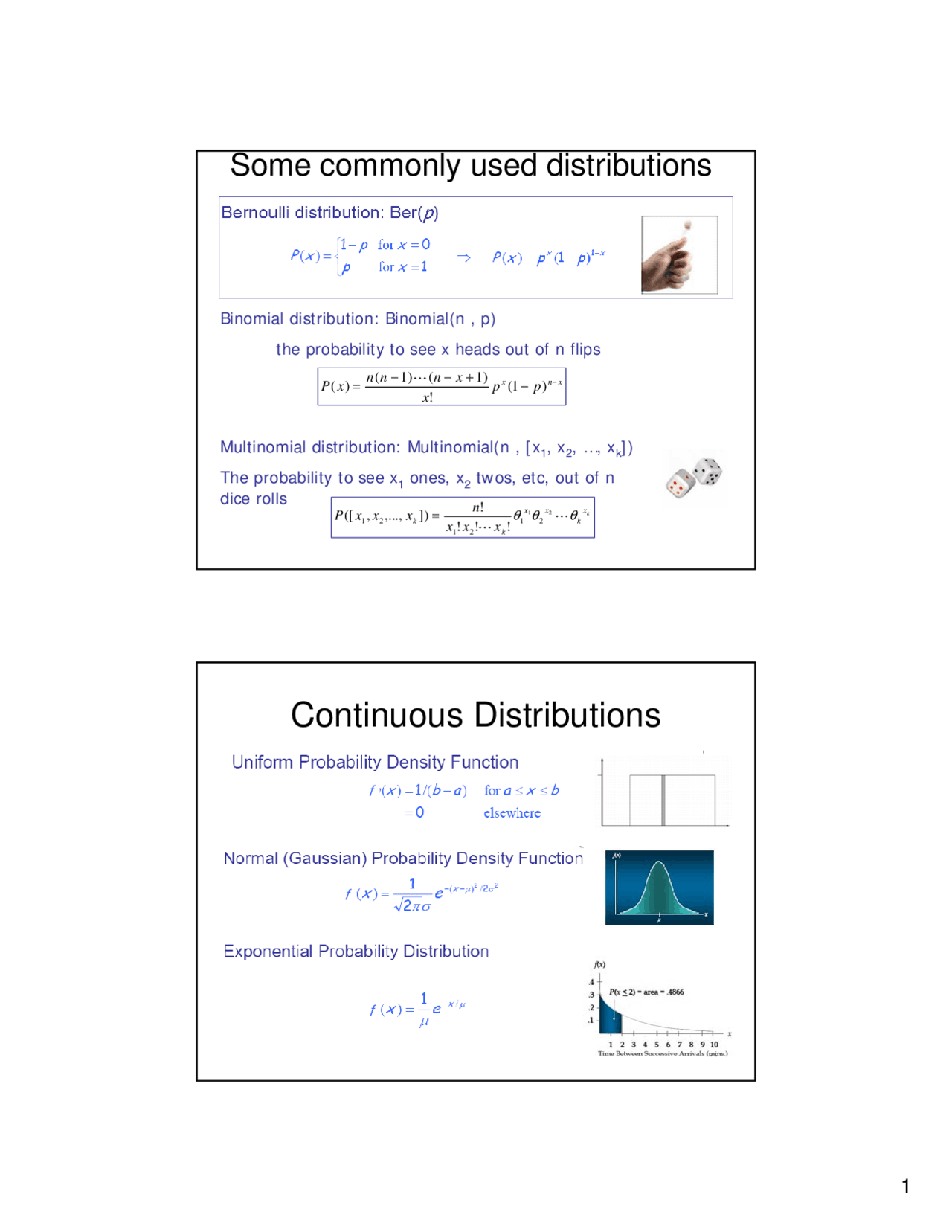 Commonly Used Distributions Lecture Slides Cs 434 Docsity