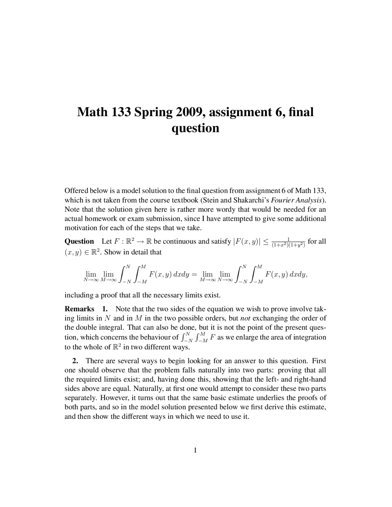 Assignment Six Final Questions Solutions Complex Analysis Math