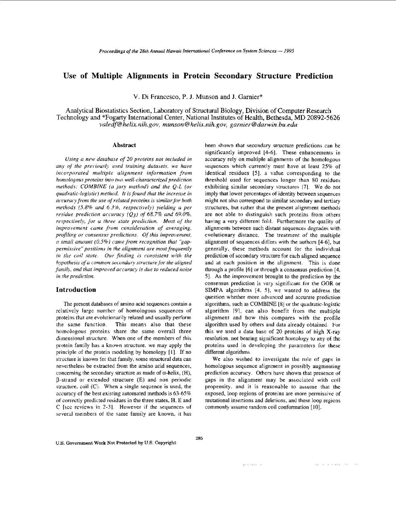 Prediction Of Multiple Alignment In Secondary Protein Structure Csc 8910 Docsity