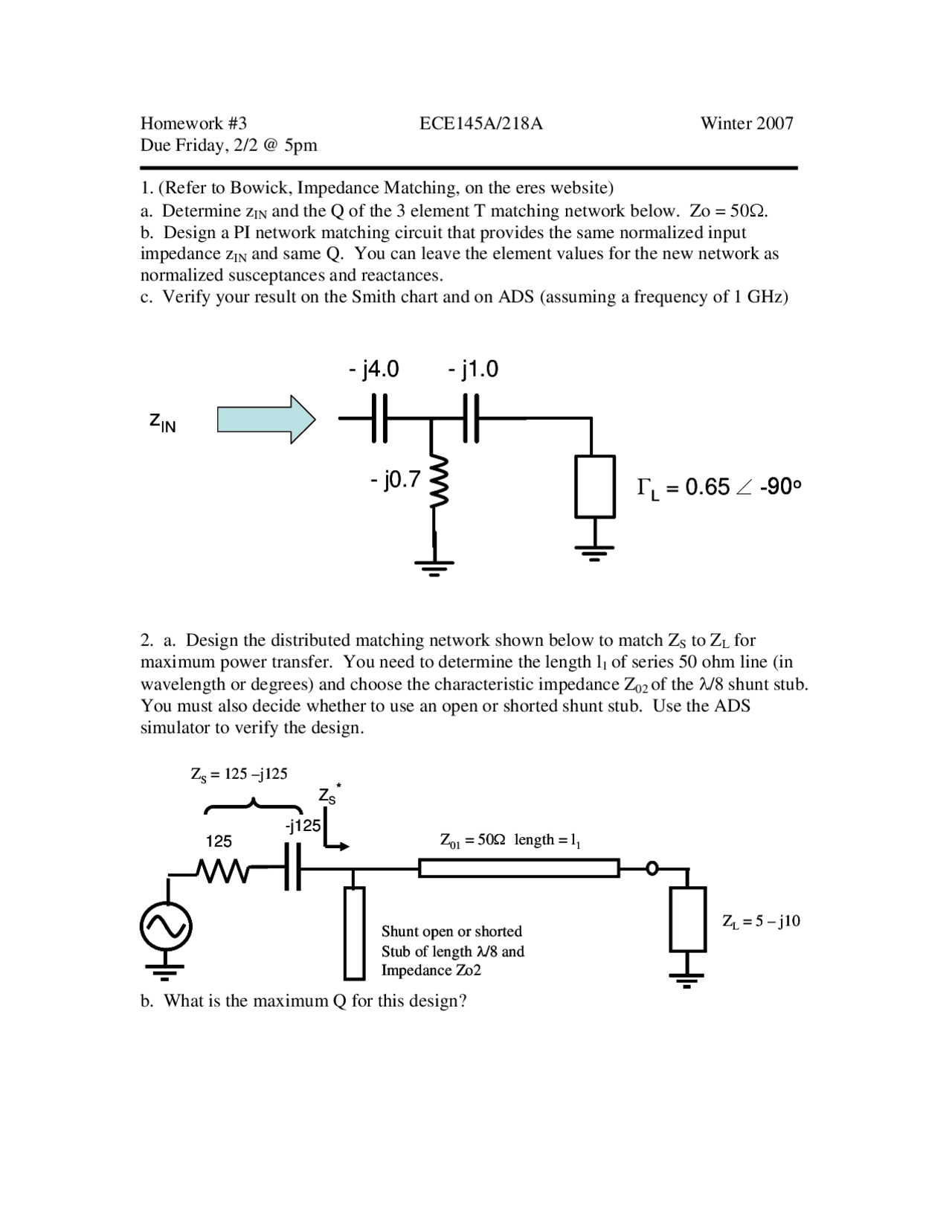 Homework 3 For Amplifier Design Mus A 145 Docsity