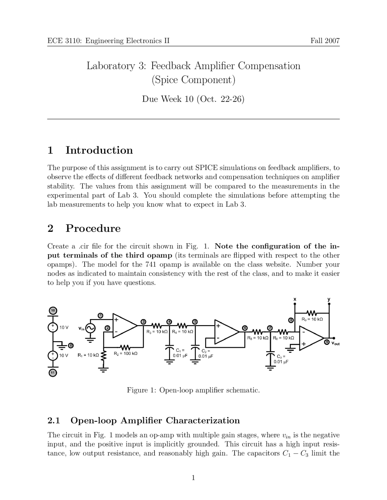 Laboratory 3 Feedback Amplifier Compensation Ece 3110 Docsity