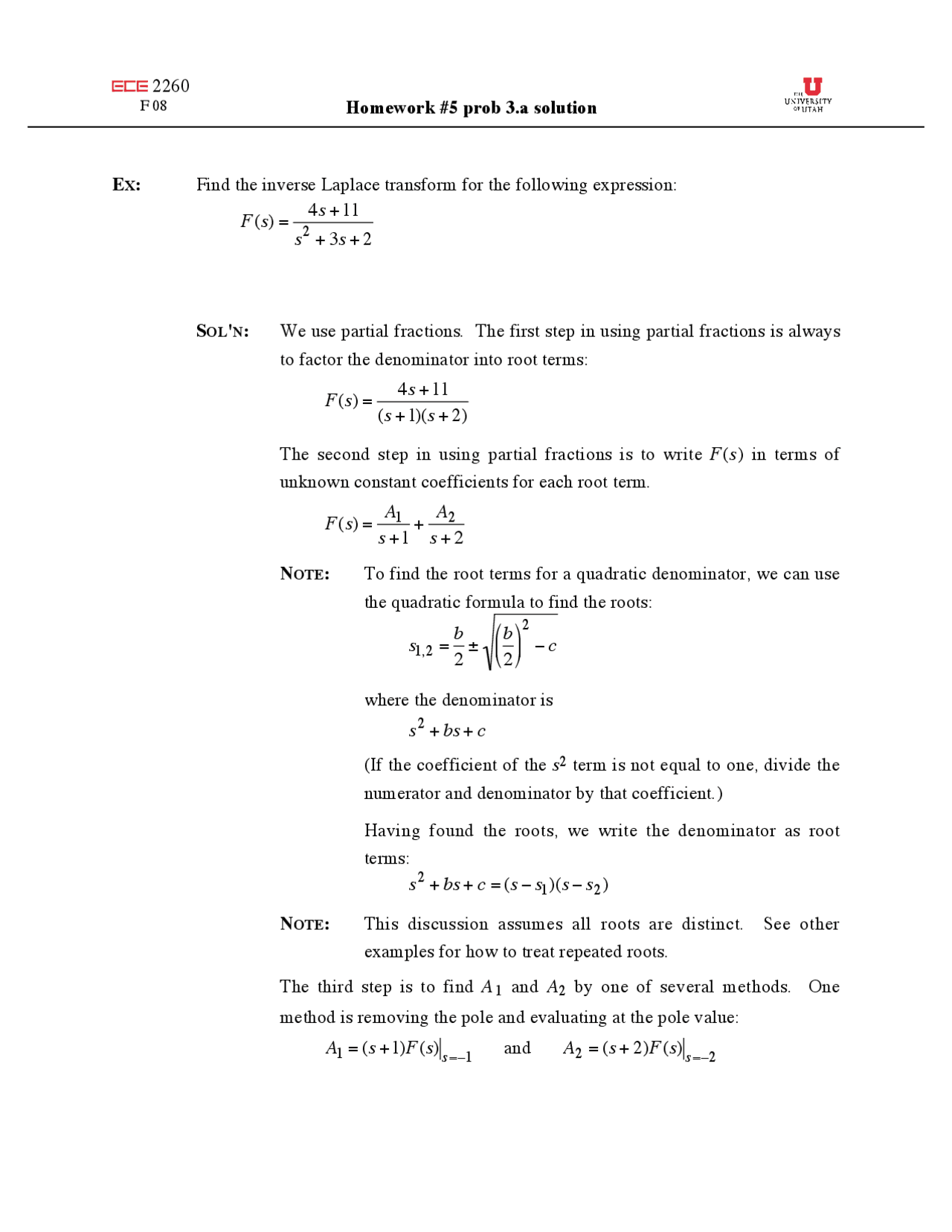 Homework 5 Answers Fundamentals Of Electric Circuits Ece 2260 Docsity