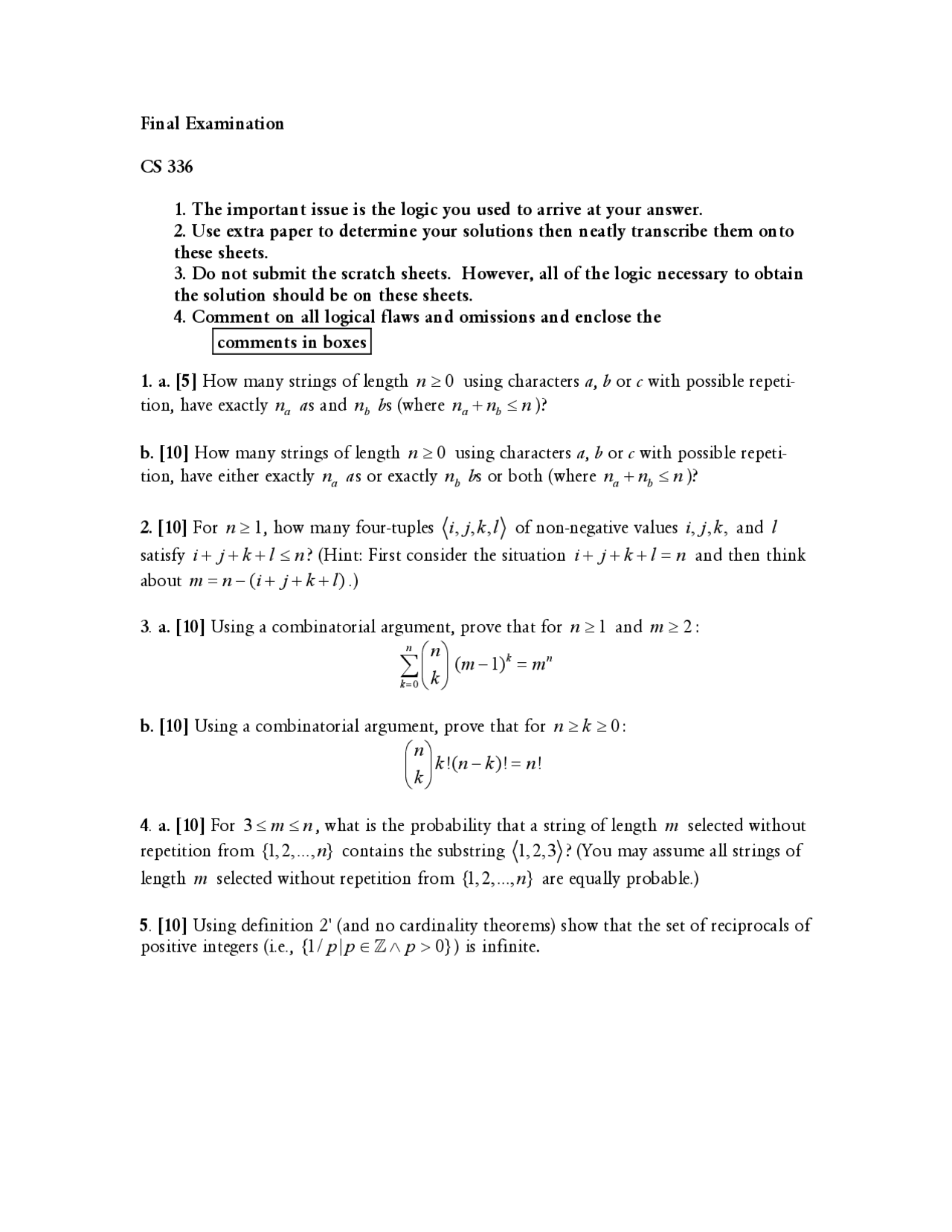 Final Examination On First Year Interest Group N 1 Docsity