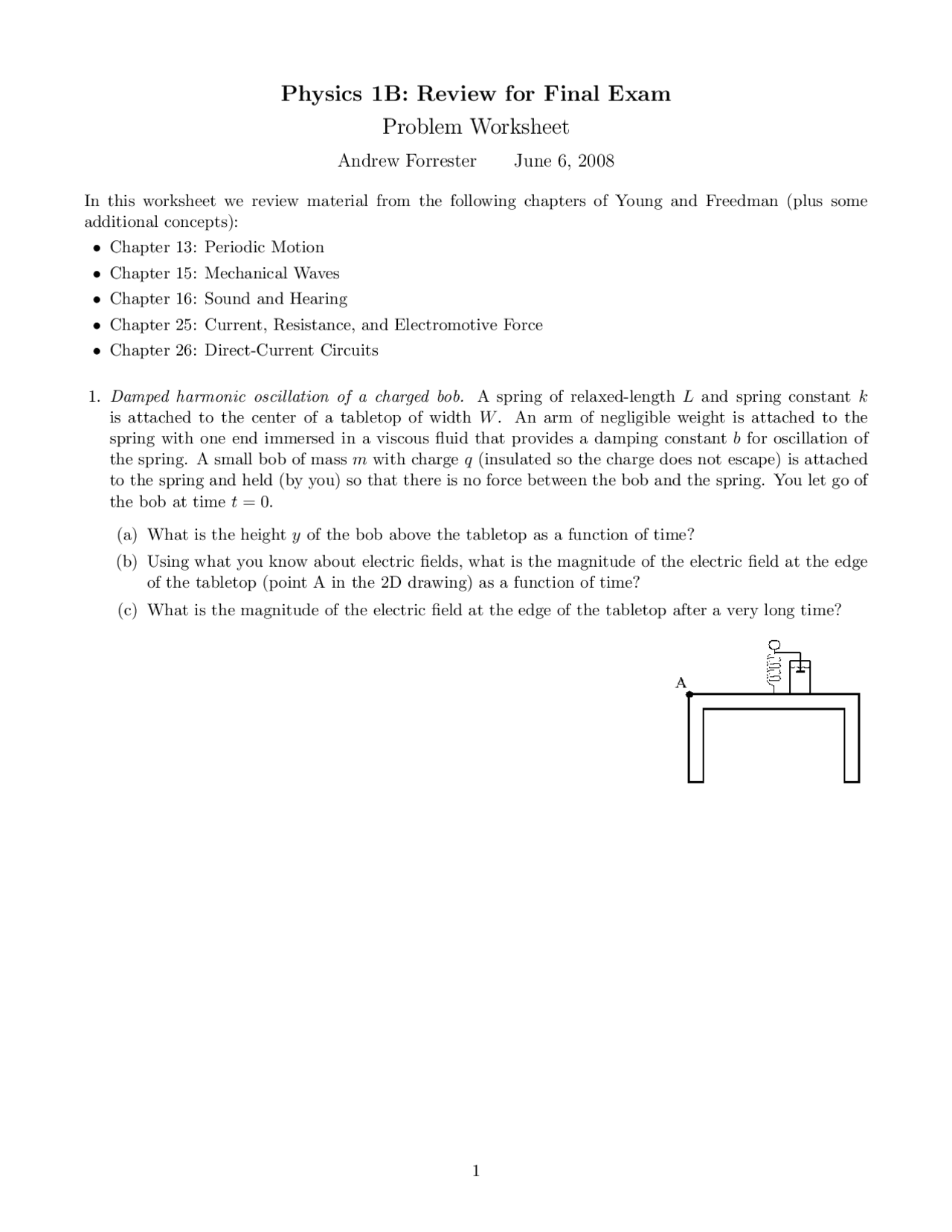 Review For Final Exam Physics For Scientists And Engineers Physics