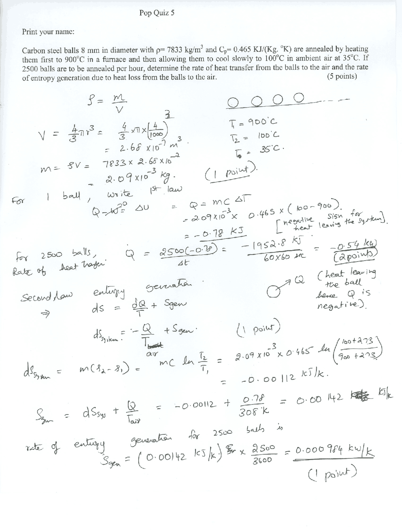 Solved Question On Thermodynamics Practice Quiz 5 Me 3333 Docsity
