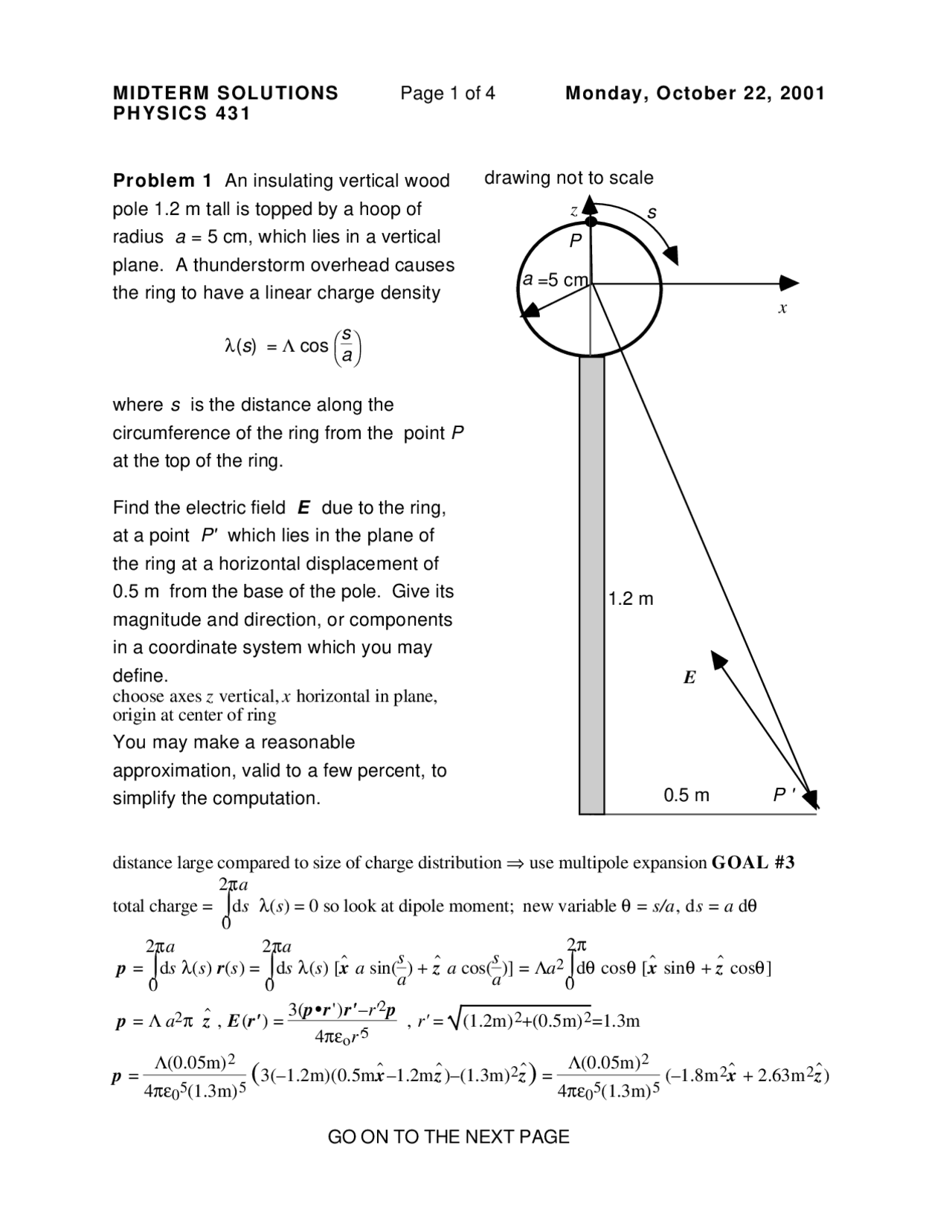 Midterm Solutions for Capstones in Physics Electromagnetism | PH 431 ...