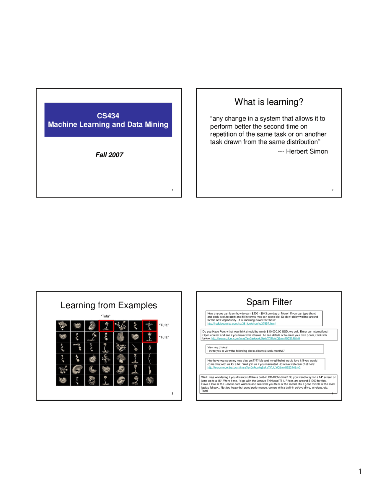 What is Learning - Lecture Slides - Machine Learning and Data Mining ...