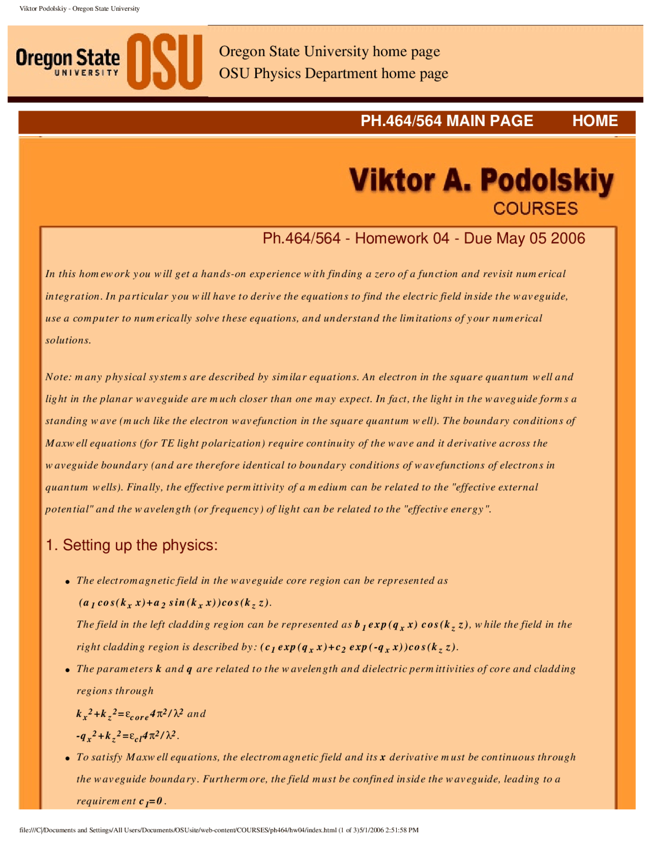 Setting Up The Physics Modeling The Problems Lecture Slides Ph 464