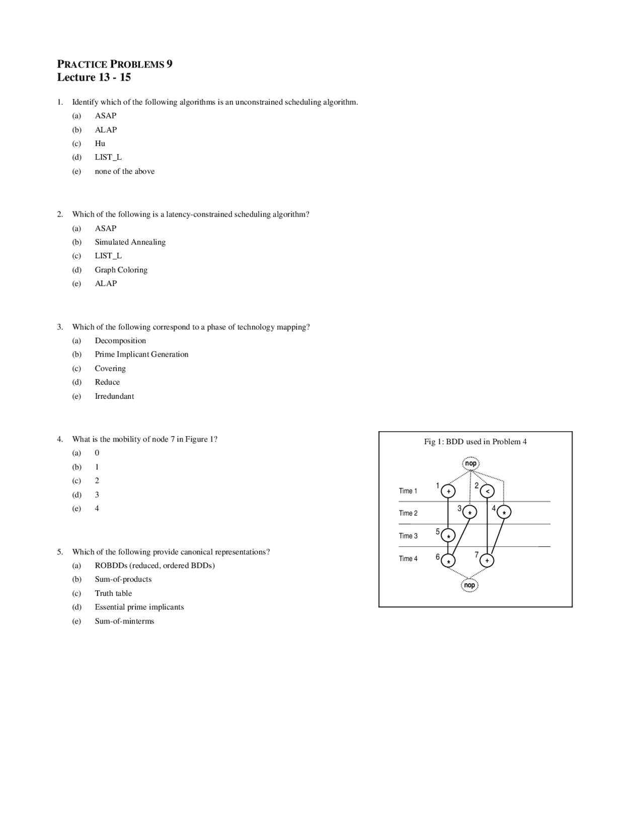 Practice Problems 9 For Computer Aided Logic Design Ece 474a Docsity