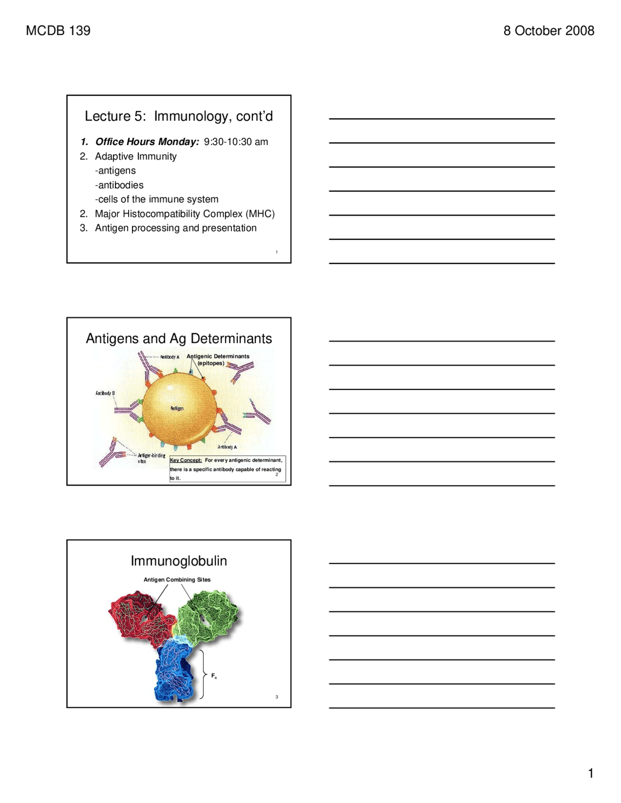 Lecture Slides On Immunology Medical Microbiology Mcdb 139 Docsity