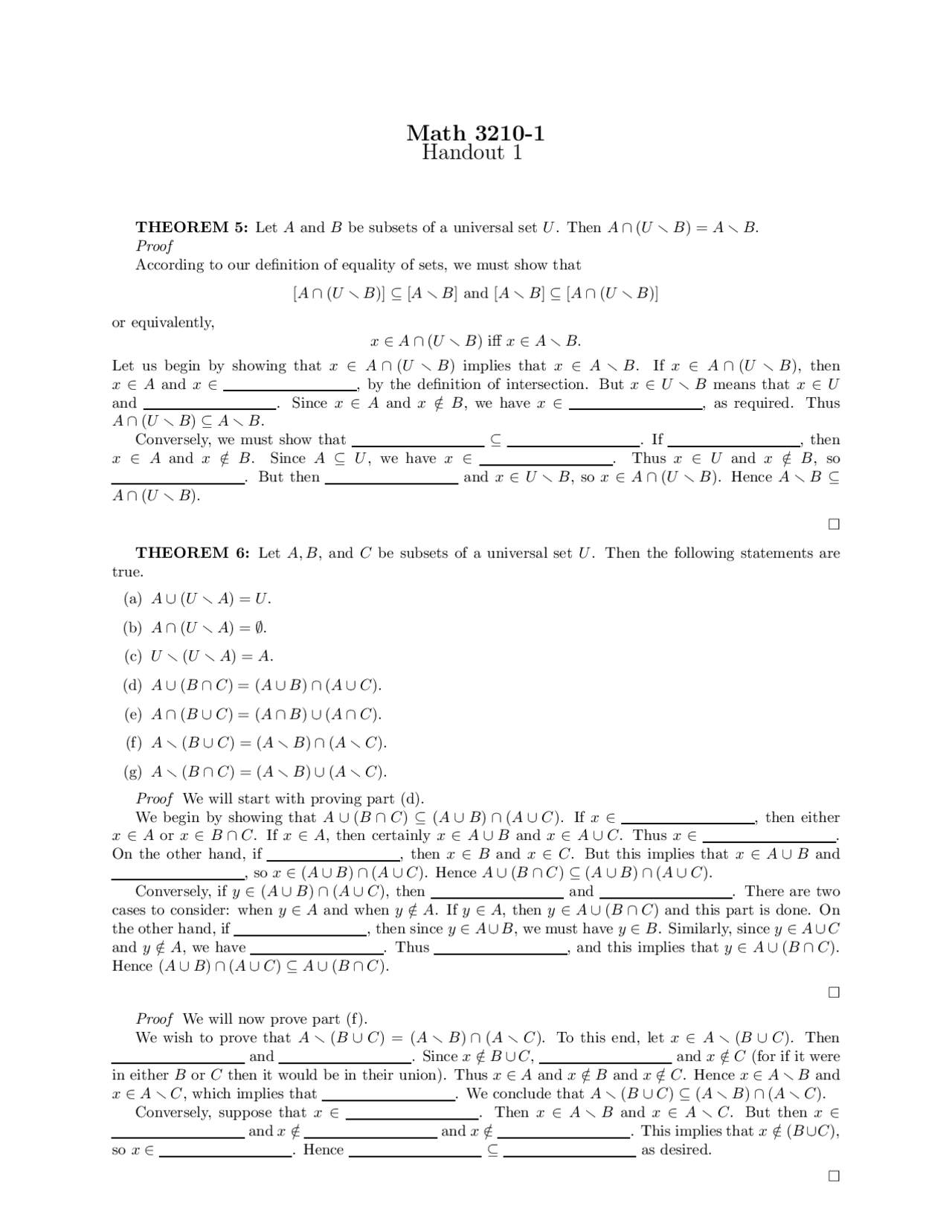 2 Solved Theorems On Foundations Of Analysis Handout Math 3210