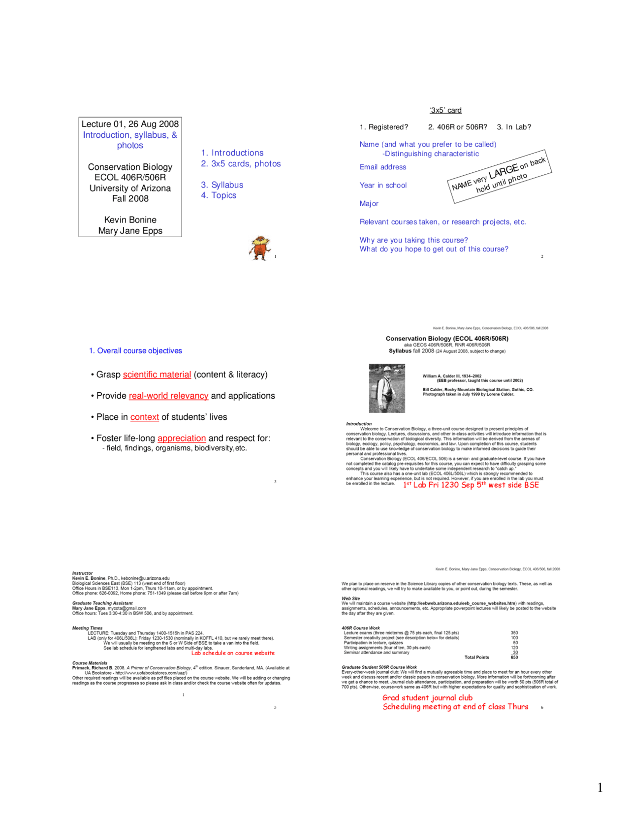 Slides Of Introduction Syllabus And Photos Of Conservation Biology