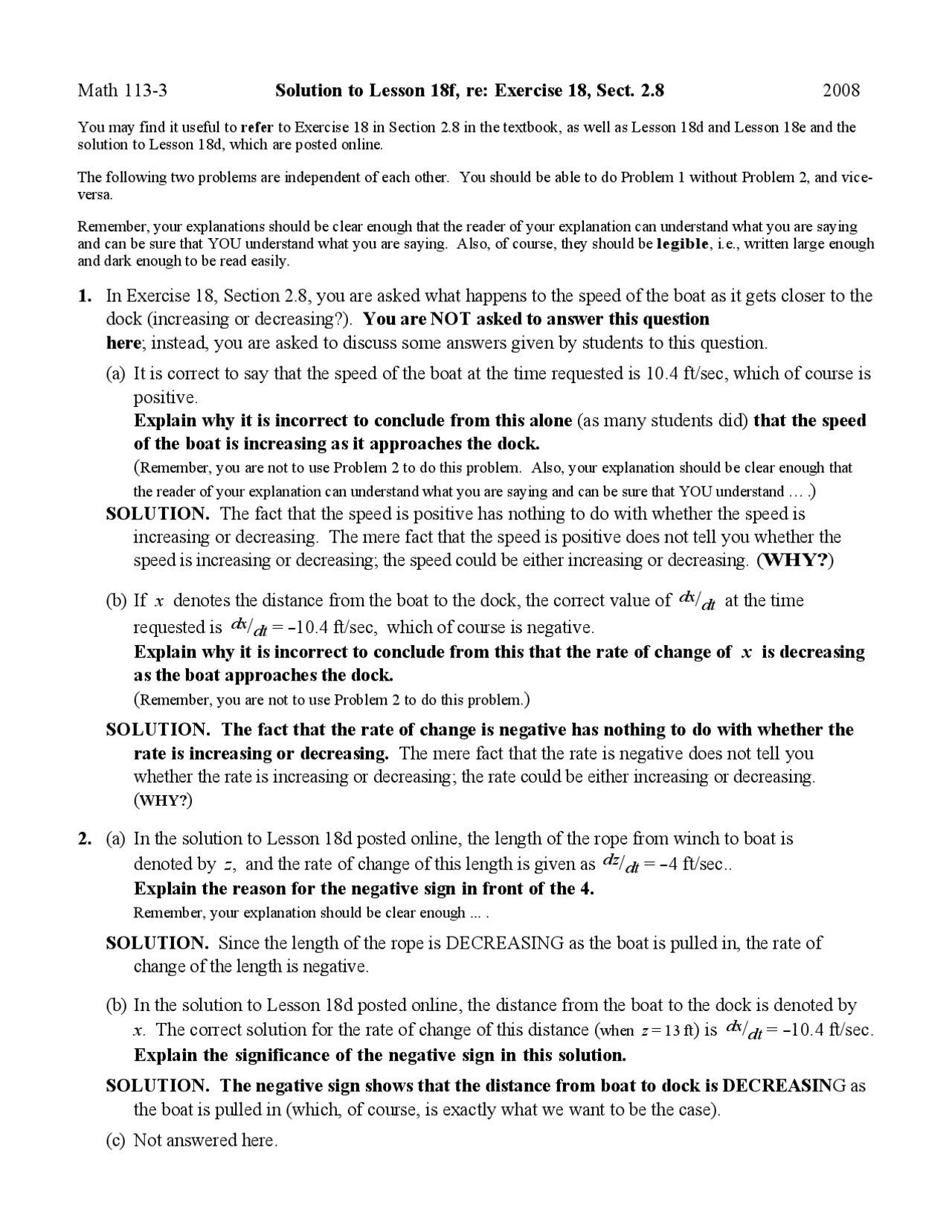 Solutions To Assignment 18 Elements Of Calculus Math 113 Docsity
