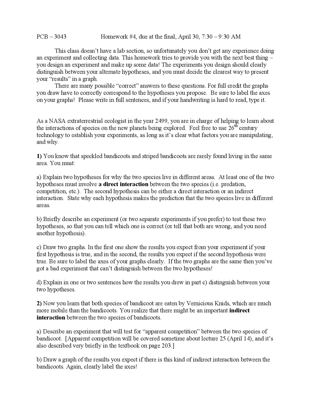 Homework 4 Final Problems General Ecology Pcb 3043 Docsity