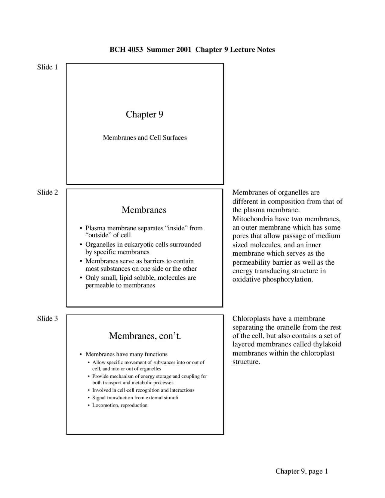 Membranes And Cell Surfaces General Biochemistry I Lecture Slides