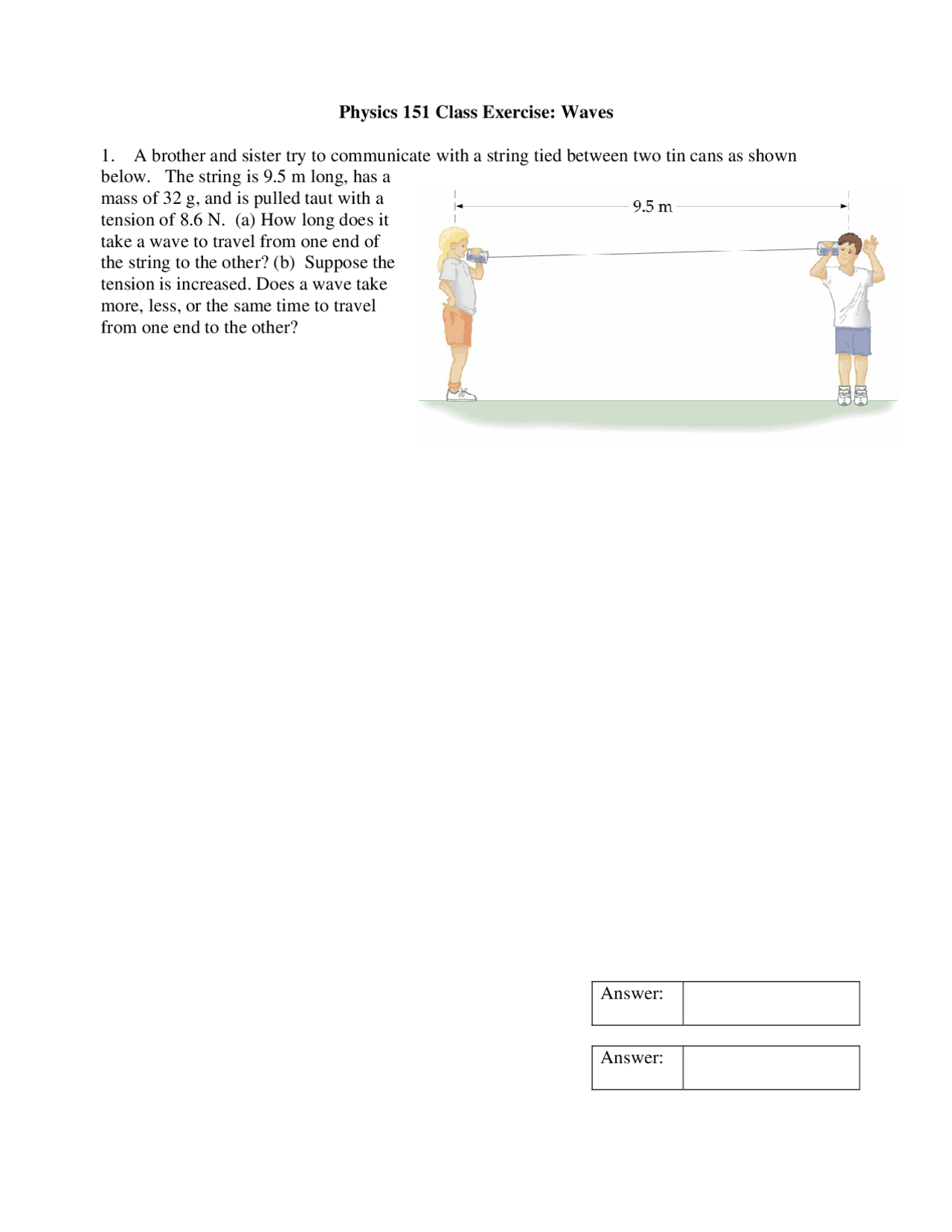 Class Exercise Waves Elements Of Physics Phys 151 Docsity
